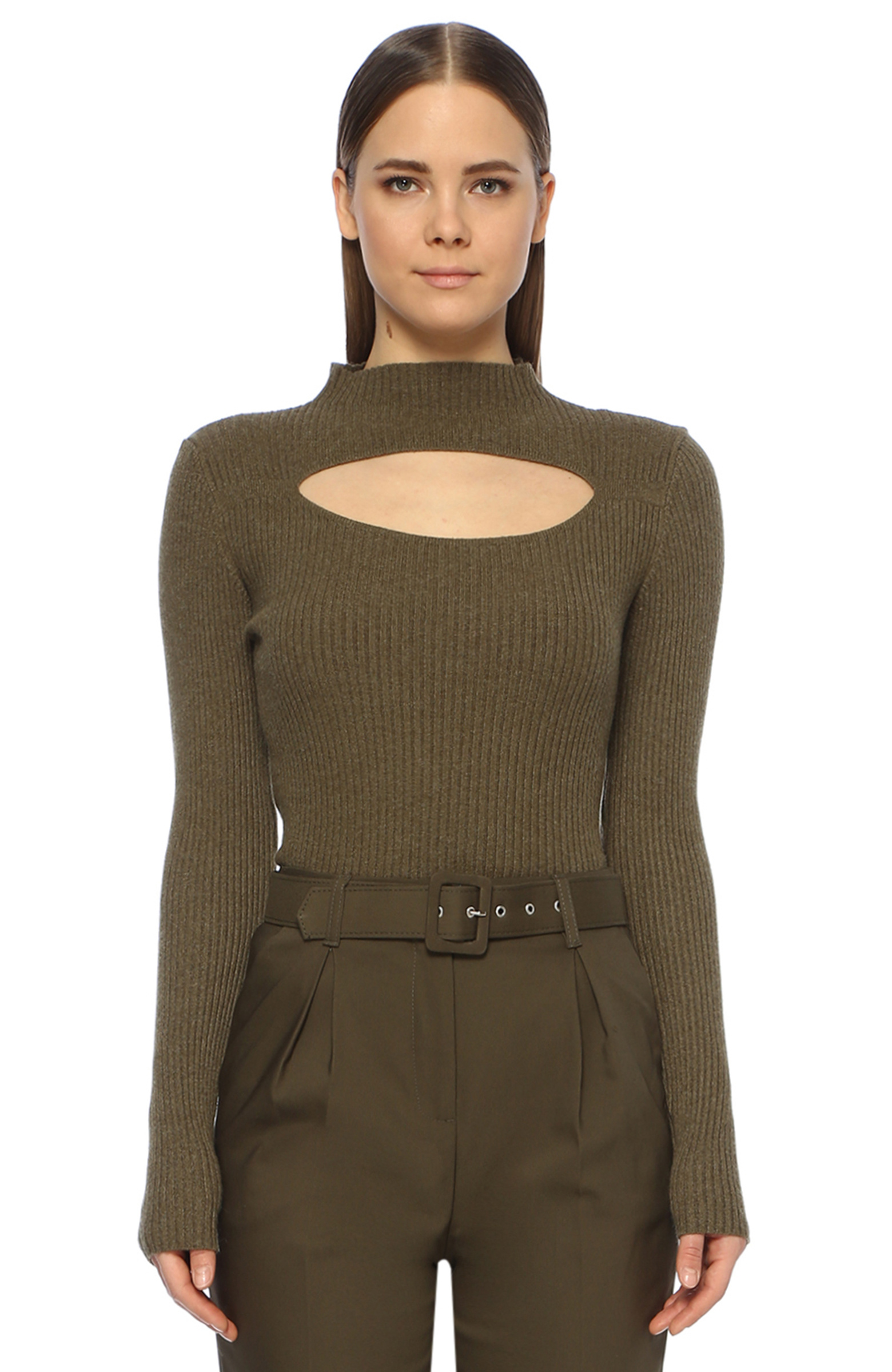 Yarım Balıkçı Yaka Haki Triko