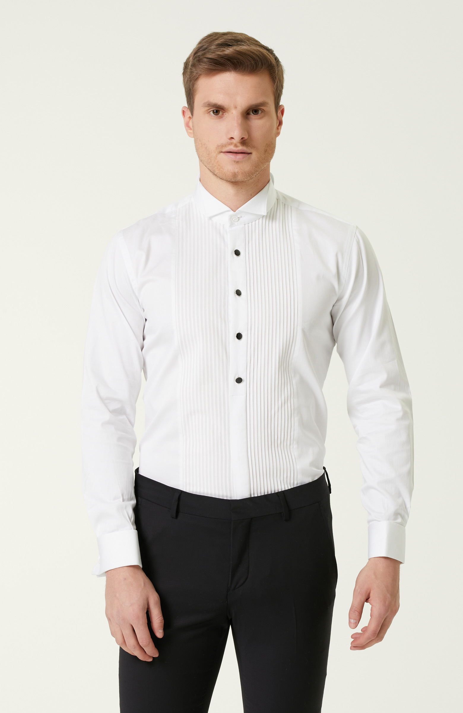 Slim Fit Beyaz Smokin Gömleği