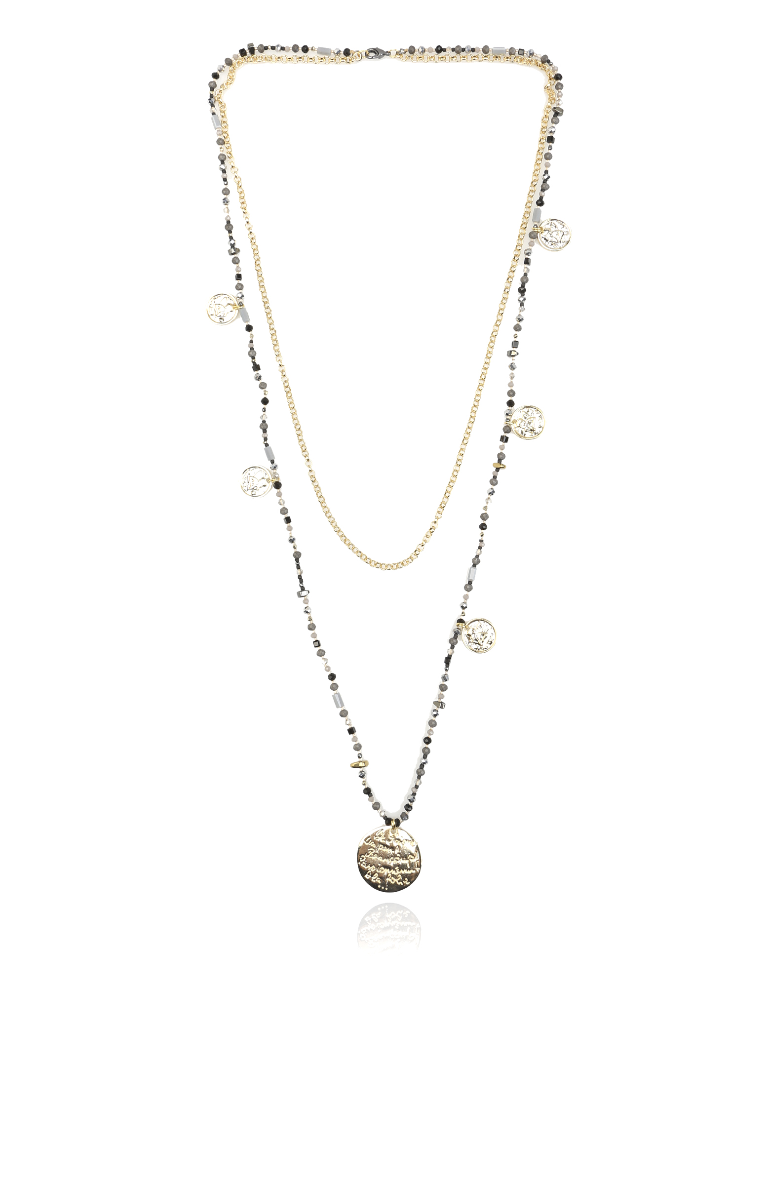 Siyah Gri Taş Kadın Kolye