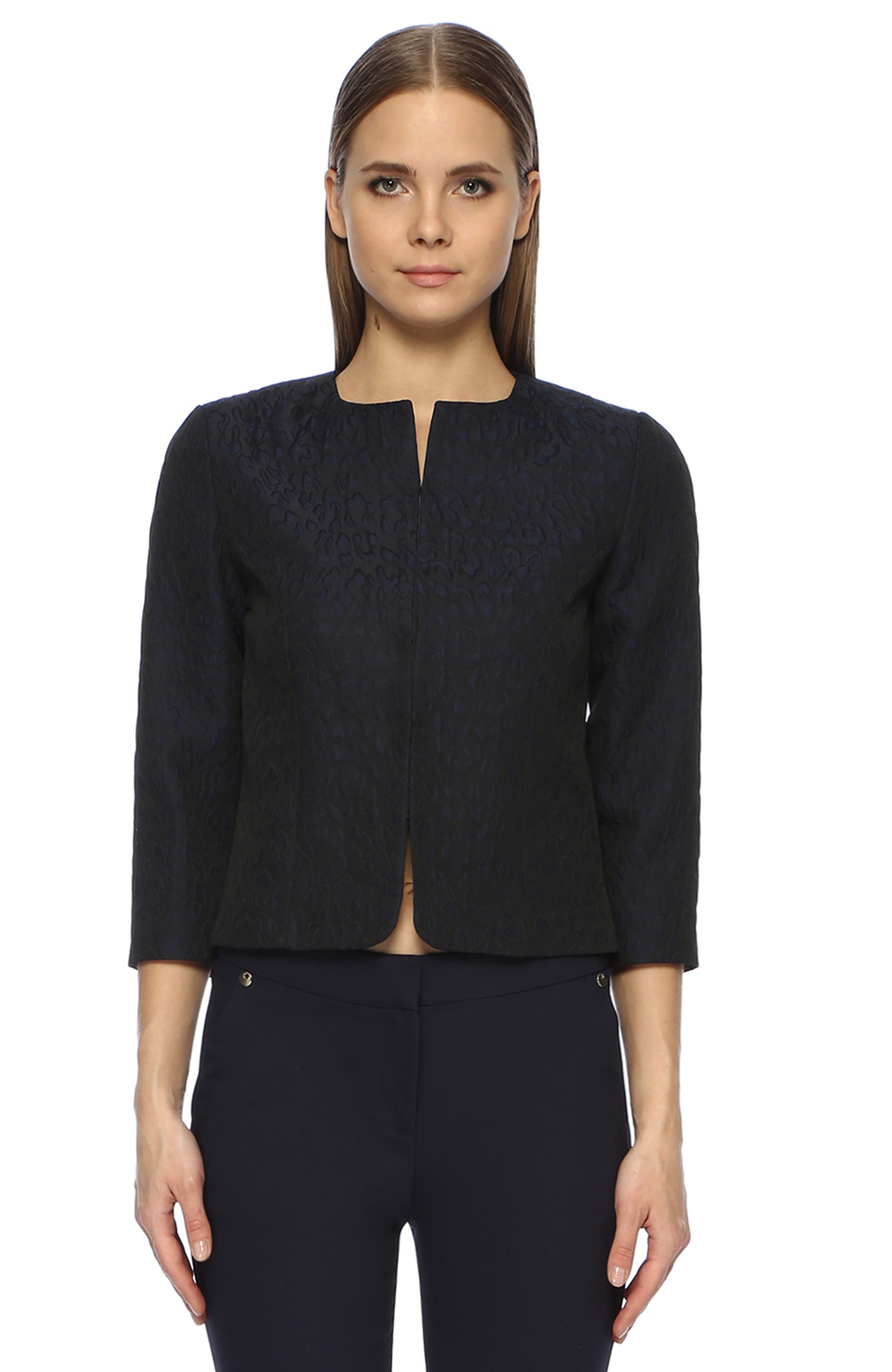 Bisiklet Yaka Siyah Lacivert Ceket