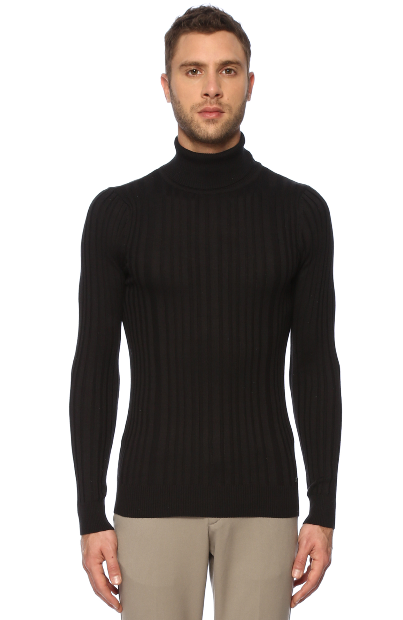 Balıkçı Yaka Siyah Kazak