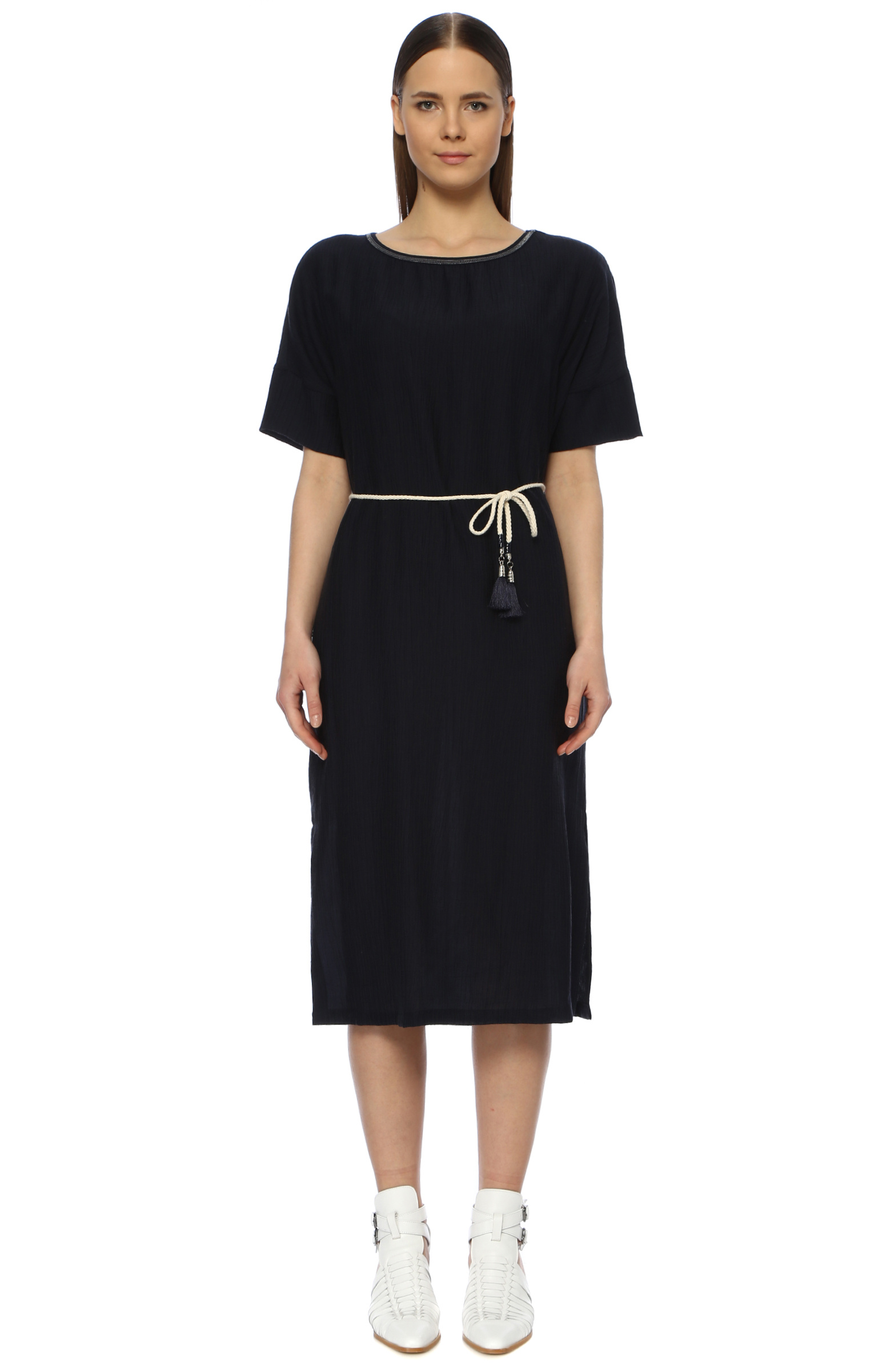 Lacivert Sırt Detaylı Midi Elbise Lacivert Sırt Detaylı Midi Elbise