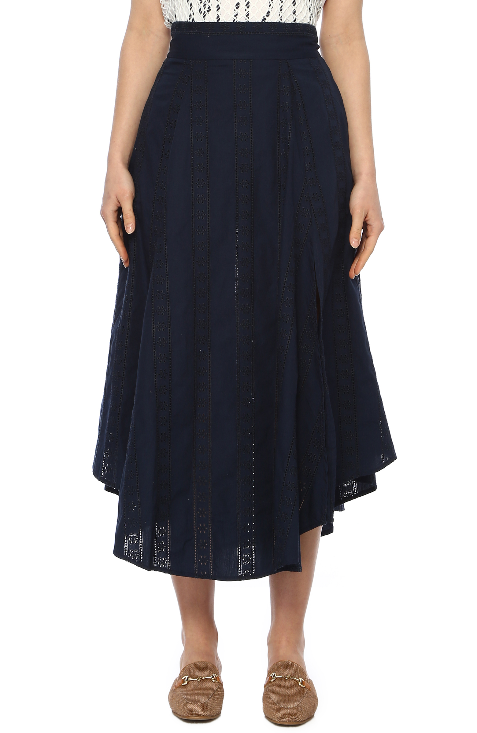 Lacivert Fisto Detaylı Midi Etek Lacivert Fisto Detaylı Midi Etek