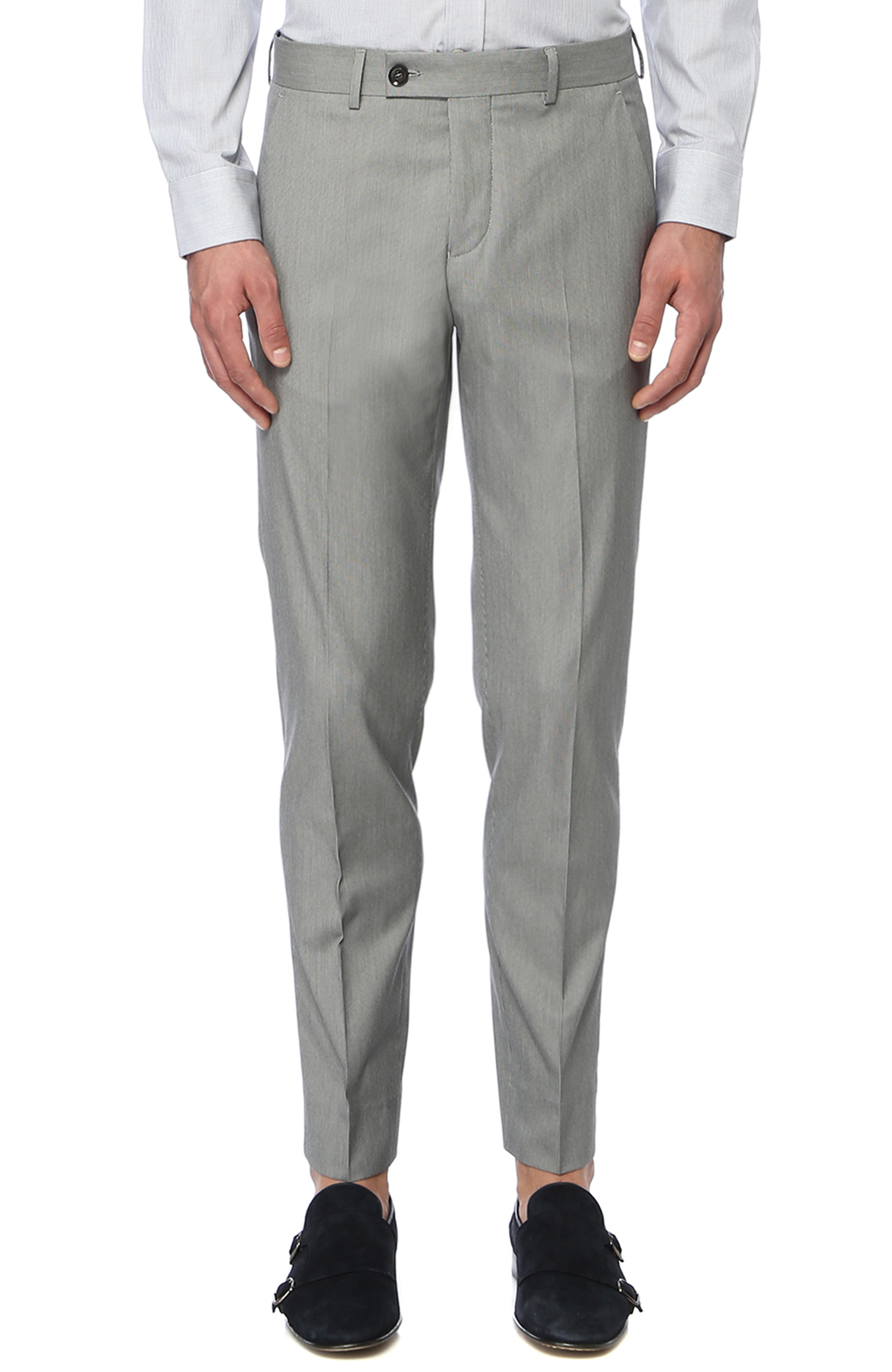 Slim Fit Gri Dar Paça Pantolon