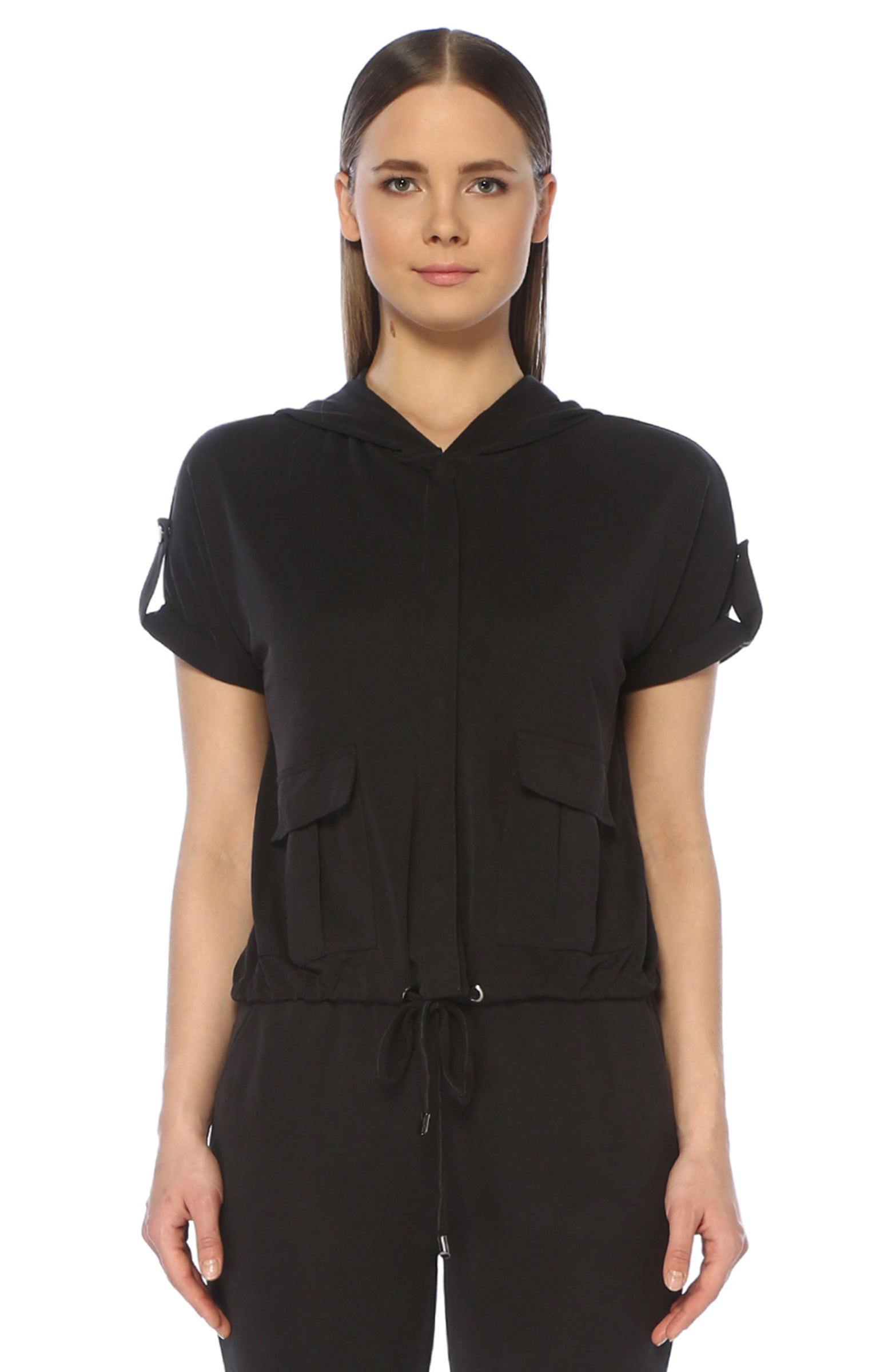 Siyah Kapüşonlu Sweatshirt