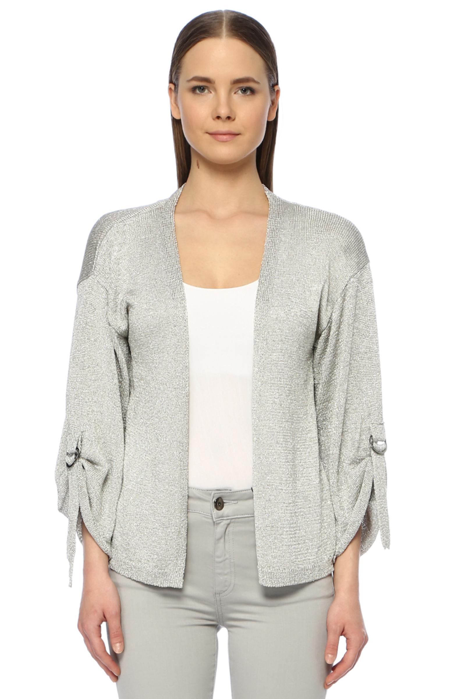 Basic Fit Gri Dokulu Hırka