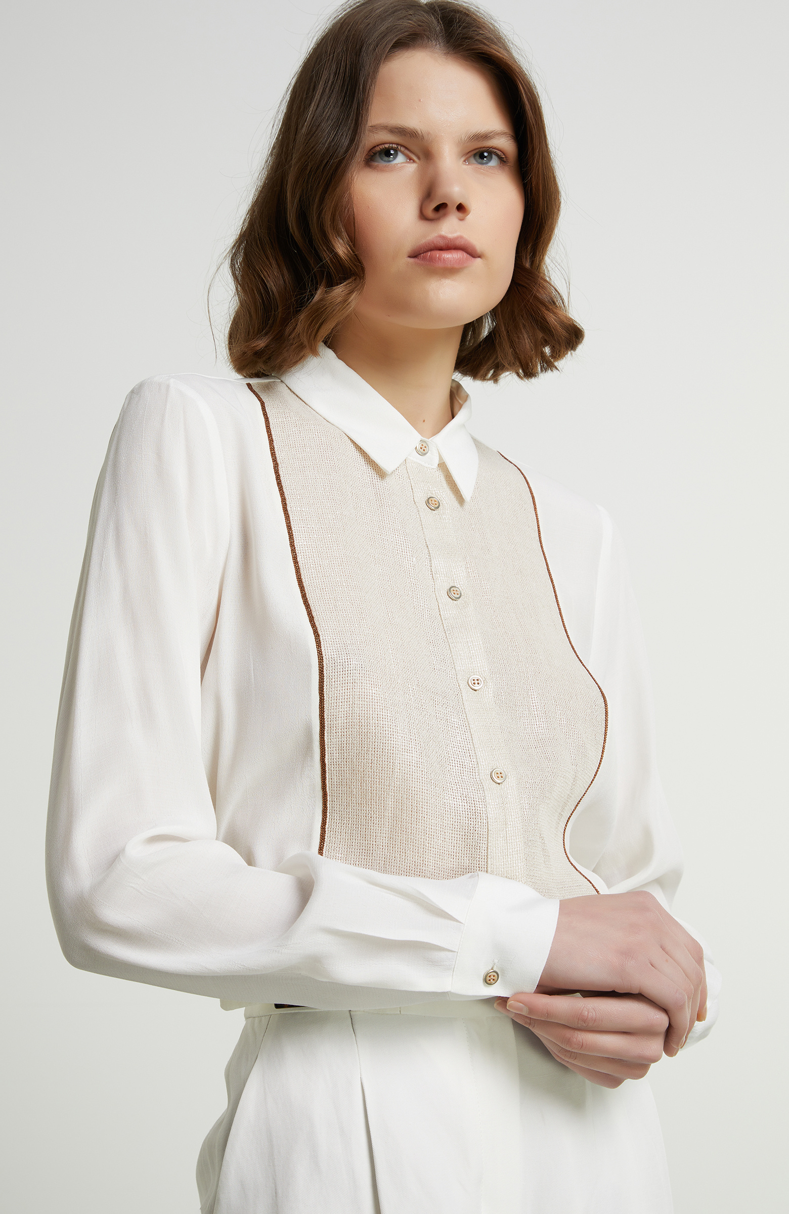 Regular Fit Ekru Garnili Gömlek