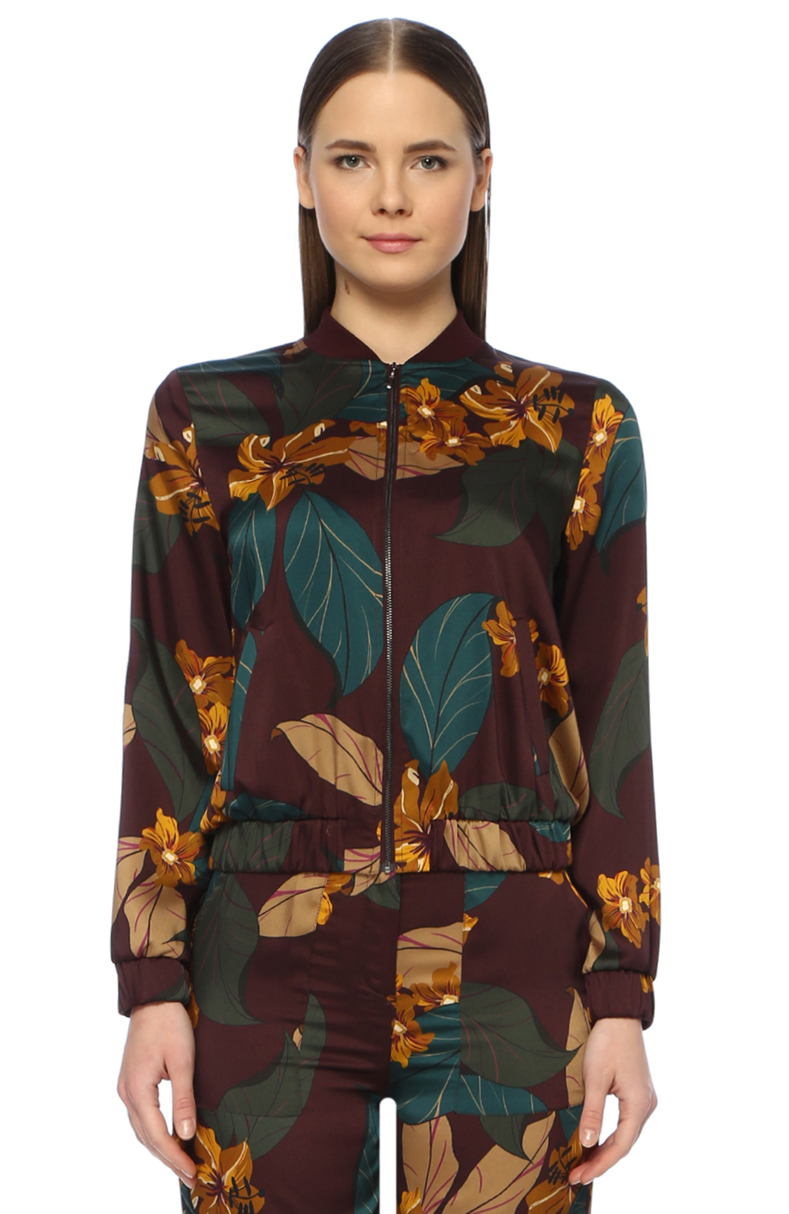 Regular Fit Bordo Karışık Desenli Mont