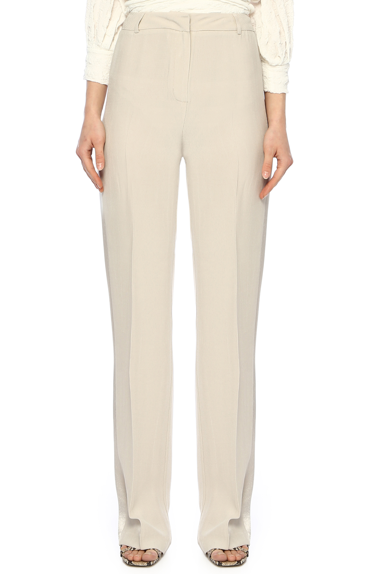 Regular Fit Ekru Saten Garnili Bol Paça Pantolon Regular Fit Ekru Saten Garnili Bol Paça Pantolon