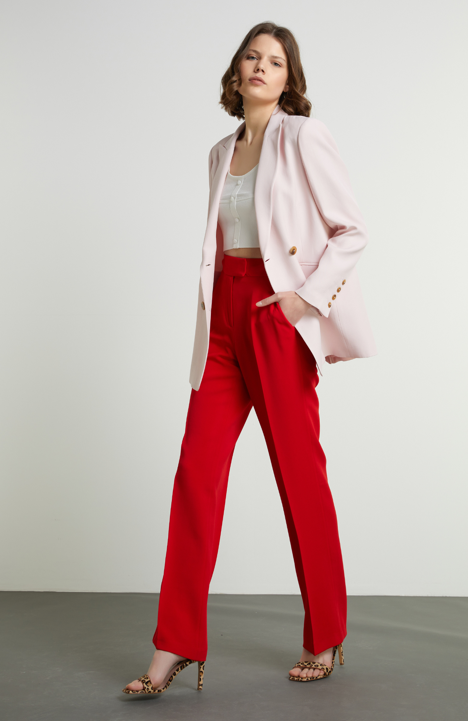 Regular Fit Kırmızı Bol Paça Pantolon