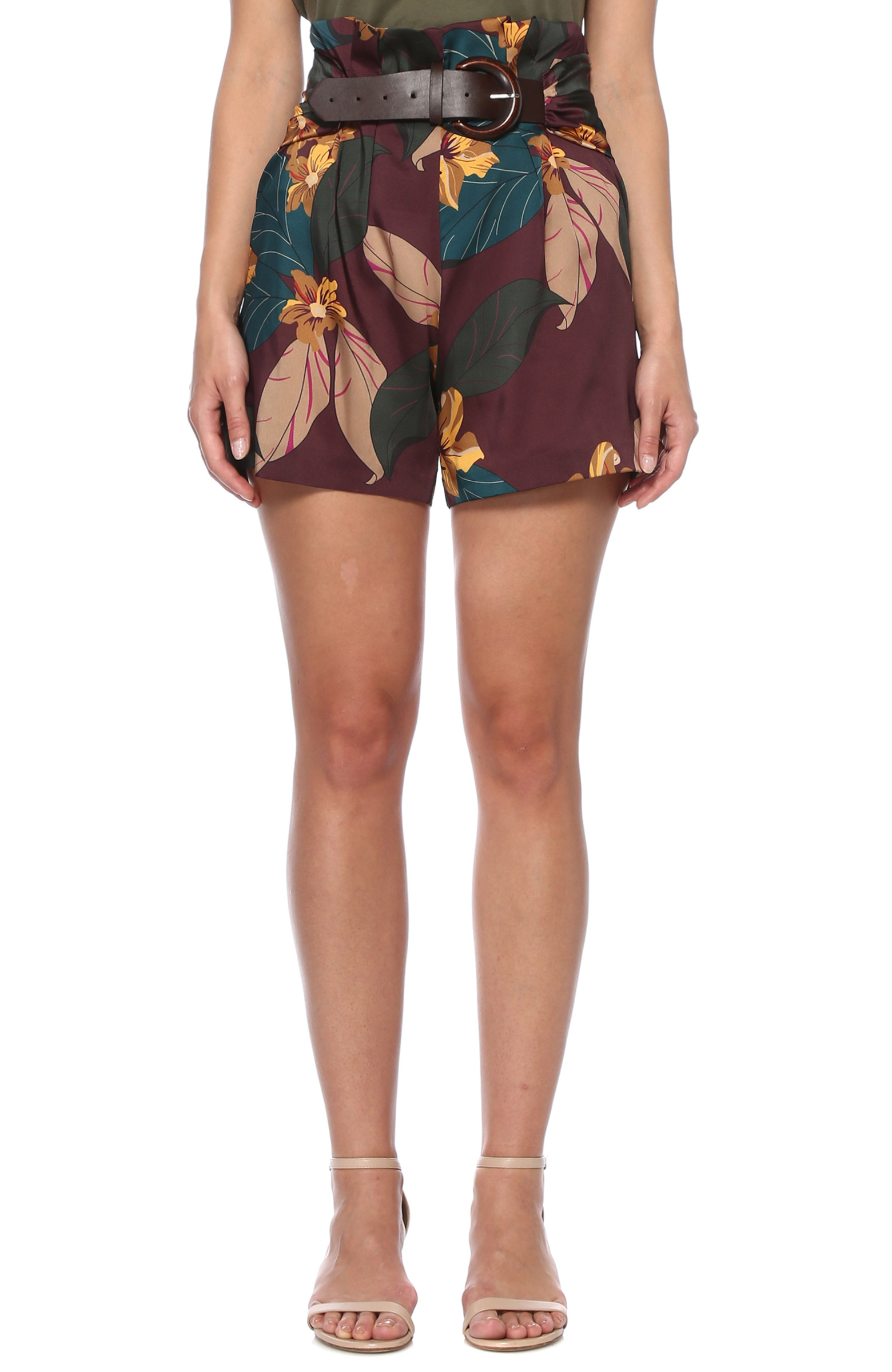 Mürdüm Karışık Desenli Mini Şort Mürdüm Karışık Desenli Mini Şort