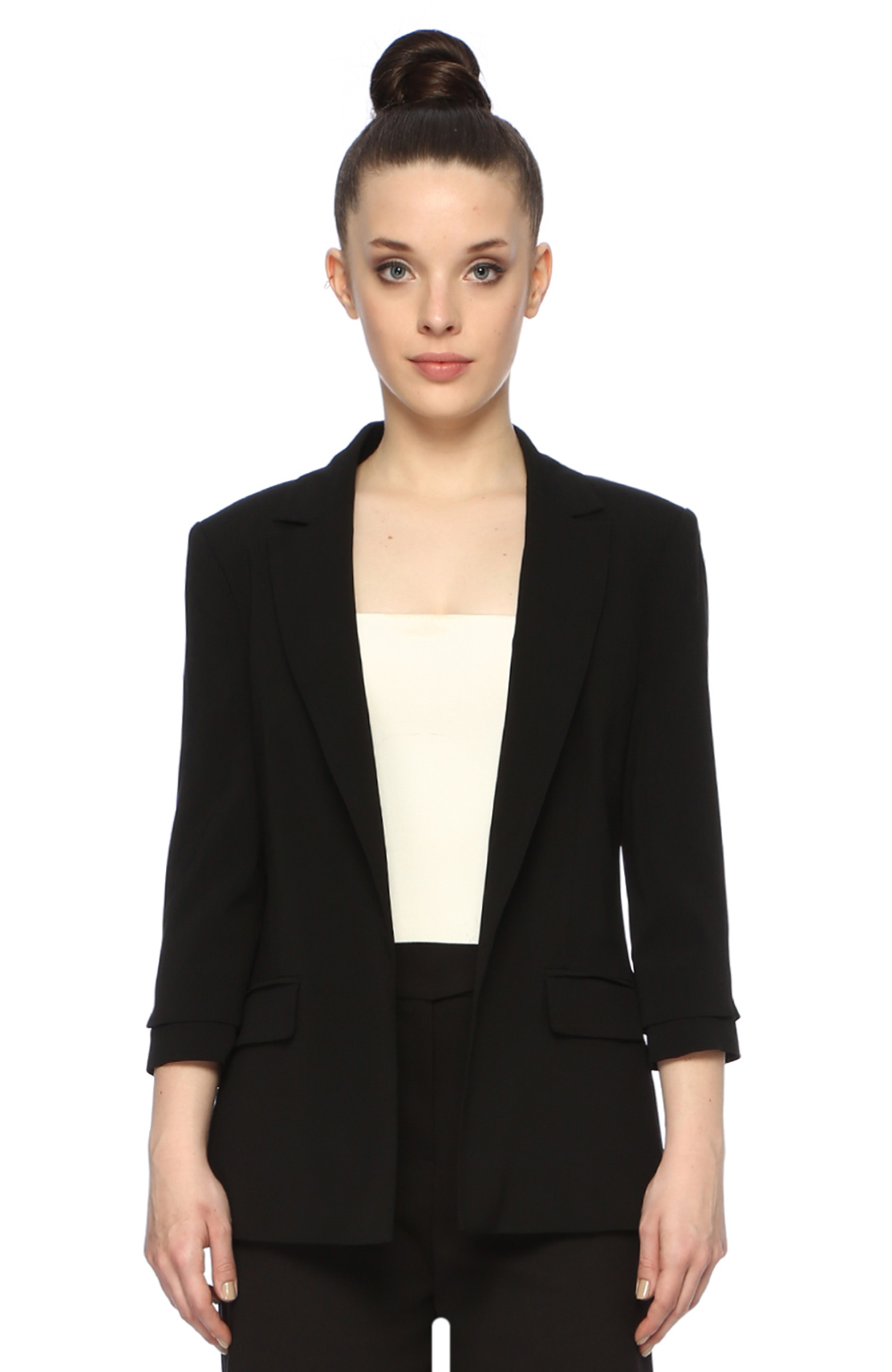 Regular Fit Siyah Kelebek Yaka Ceket