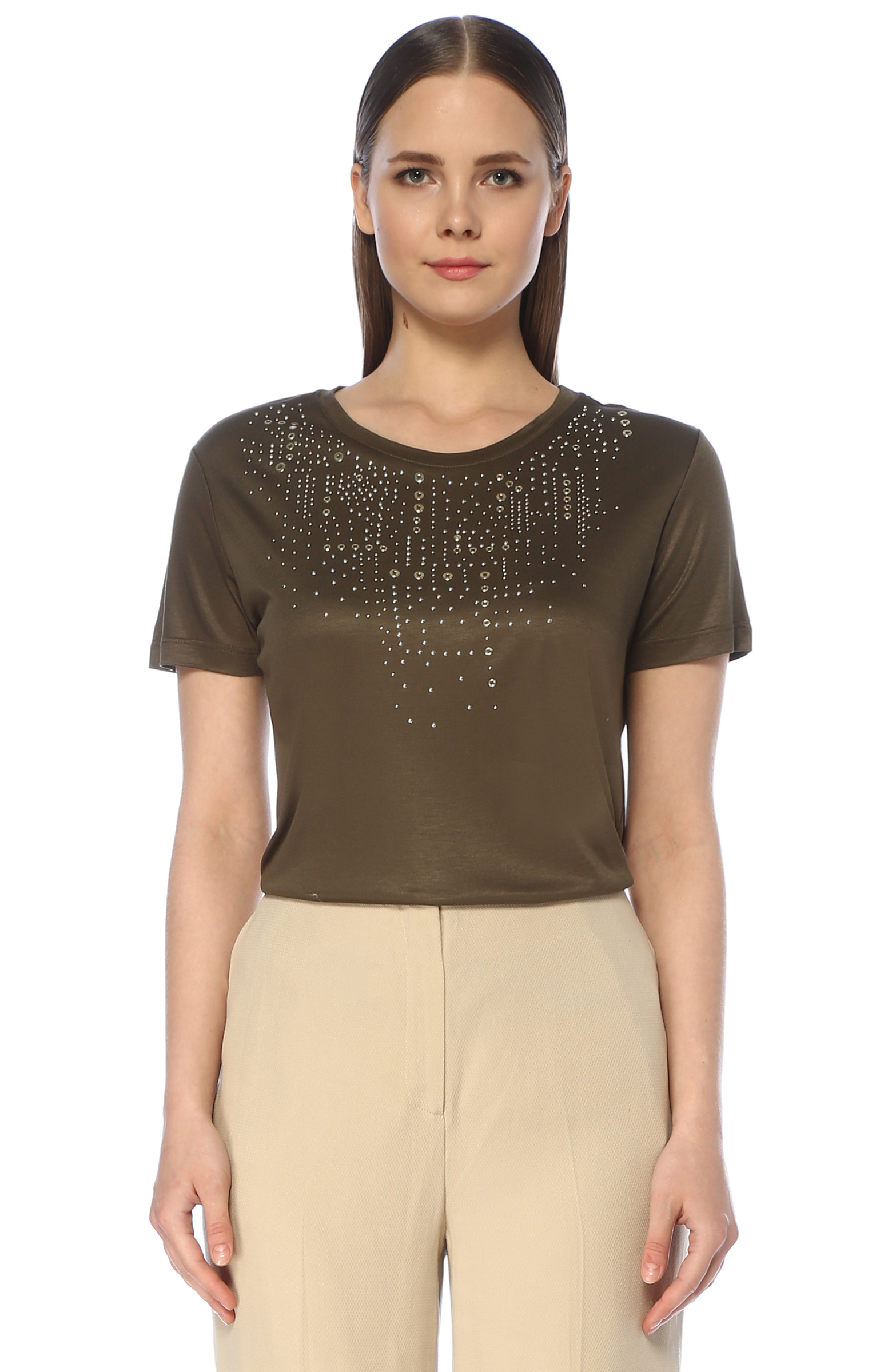 Haki Bisiklet Yaka T-shirt