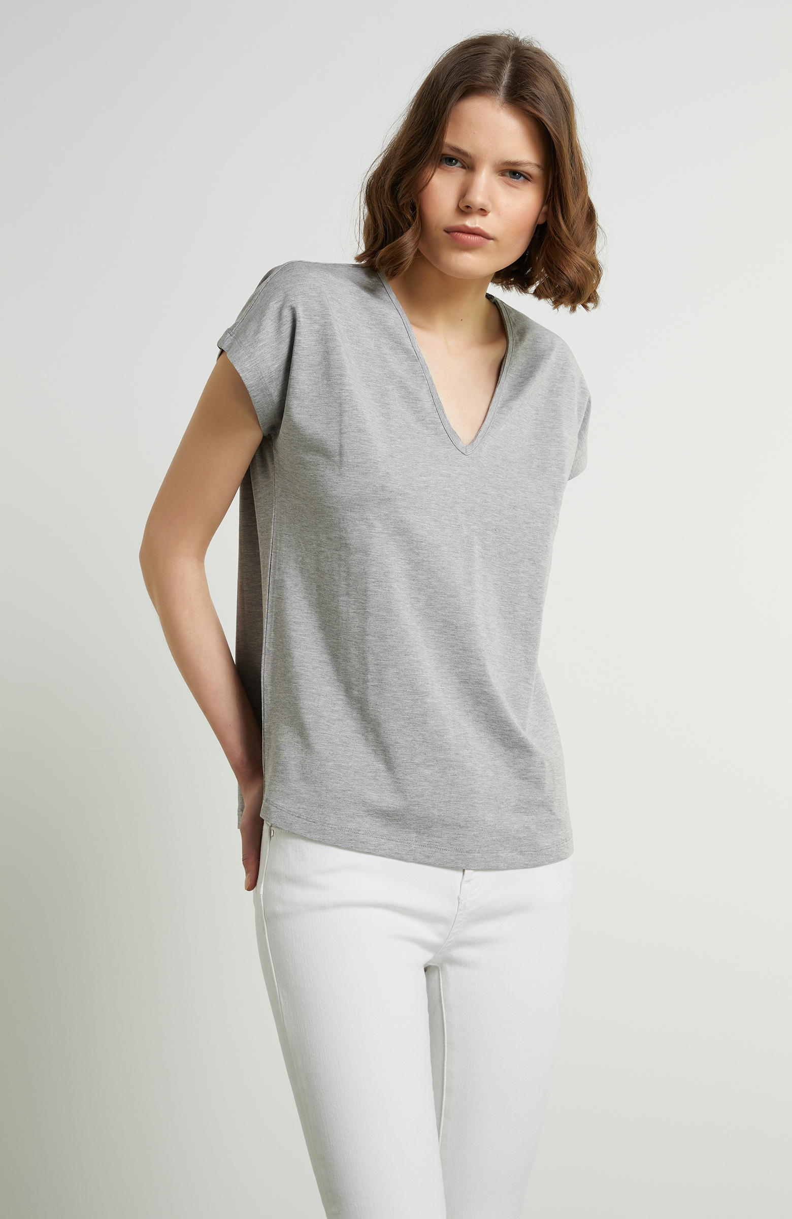 Regular Fit Gri Melanj Basic T-shirt Regular Fit Gri Melanj Basic T-shirt