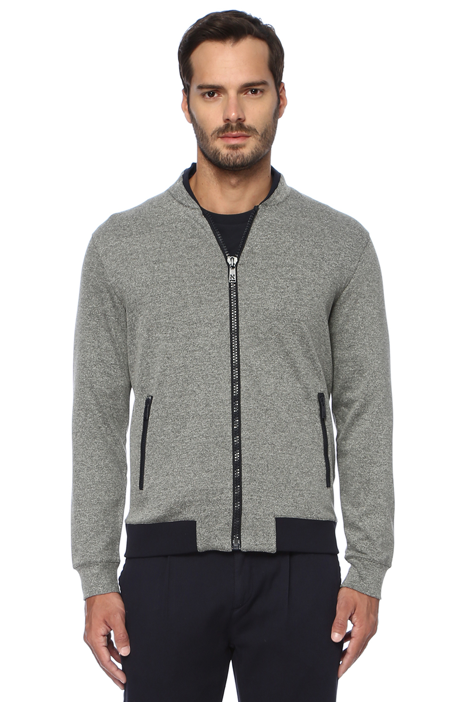 Gri Dik Yaka Bomber Mont Gri Dik Yaka Bomber Mont