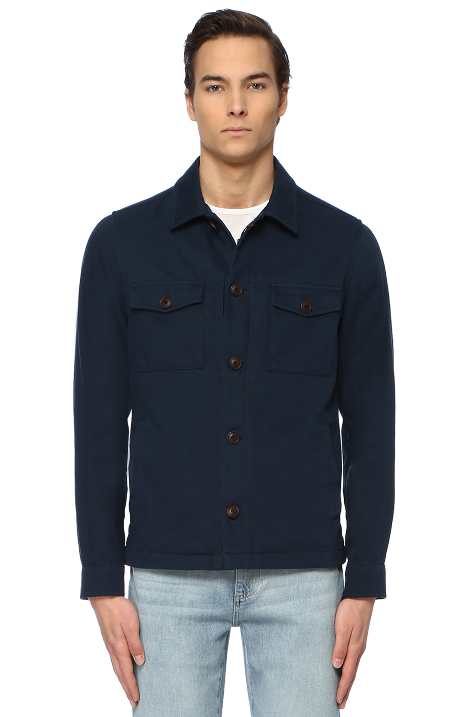 Slim Fit Lacivert İngiliz Yaka Mont Slim Fit Lacivert İngiliz Yaka Mont