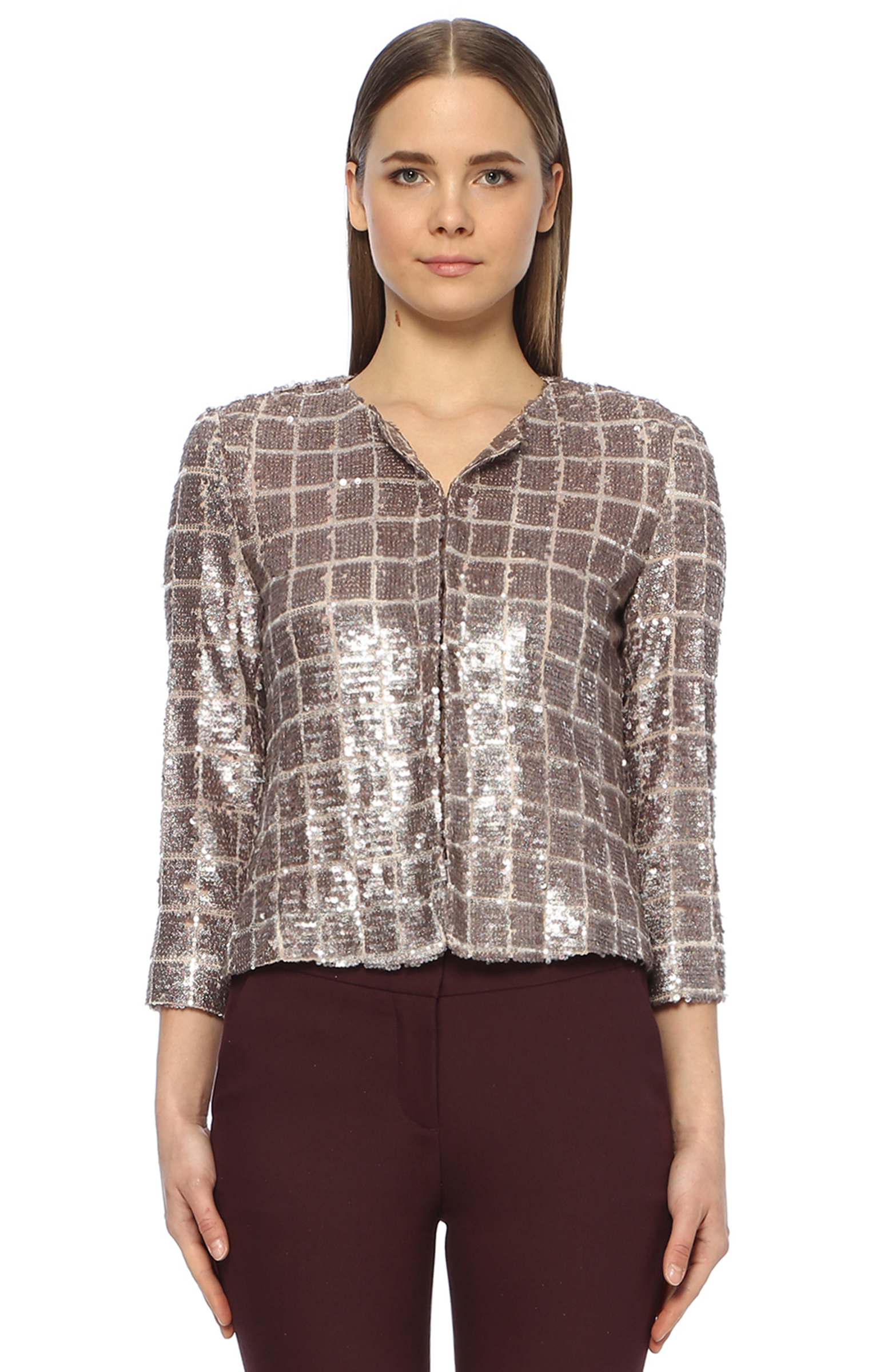 Kareli Truvakar Kol Pudra Rengi Ceket Kareli Truvakar Kol Pudra Rengi Ceket