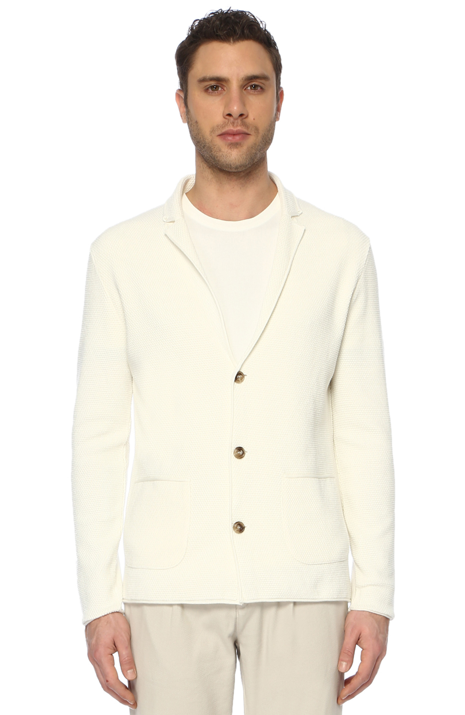 Waffle Ekru Triko Ceket