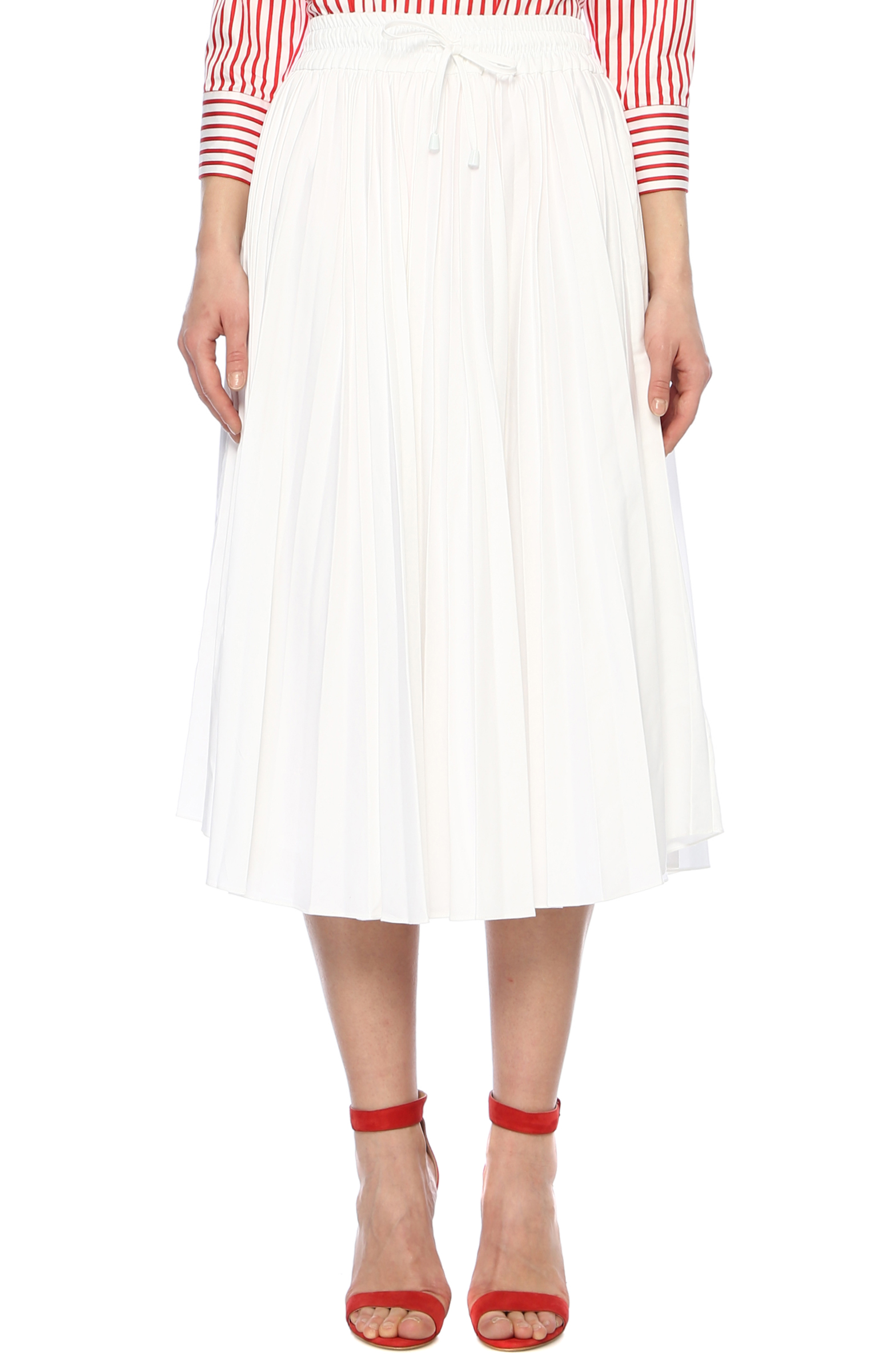 Beyaz Pilili Midi Etek Beyaz Pilili Midi Etek