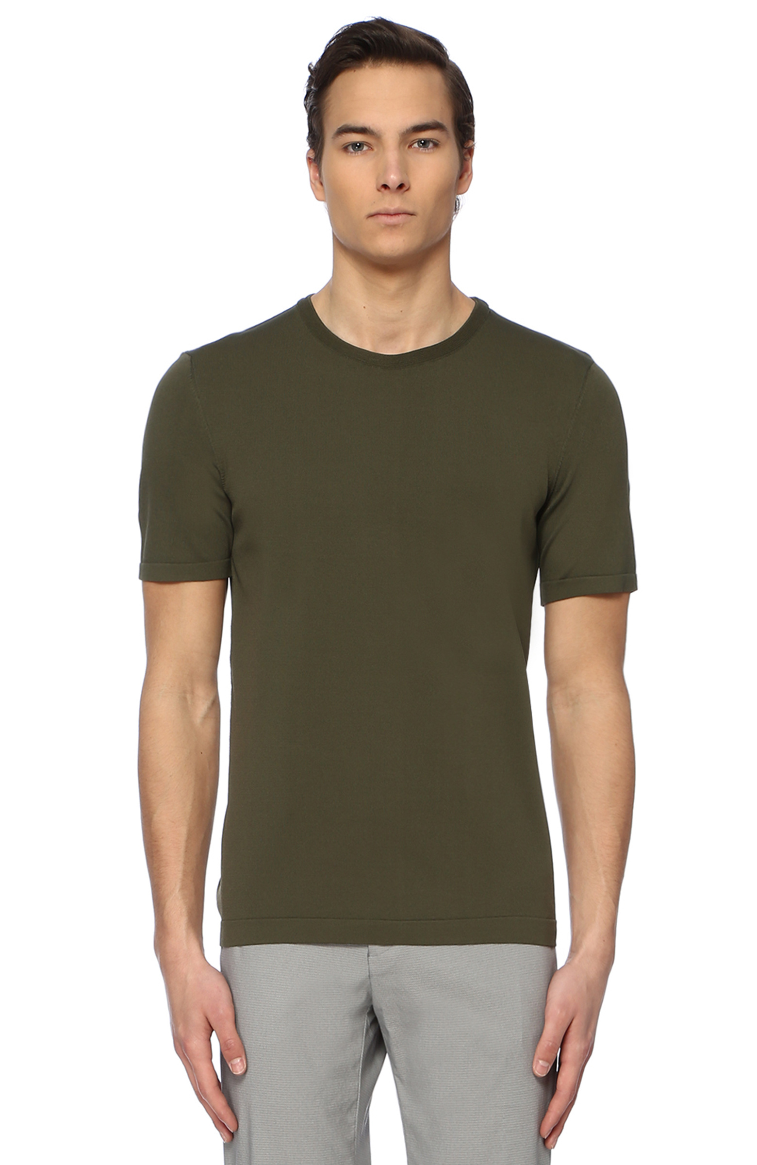 Haki Kısa Kol Kazak