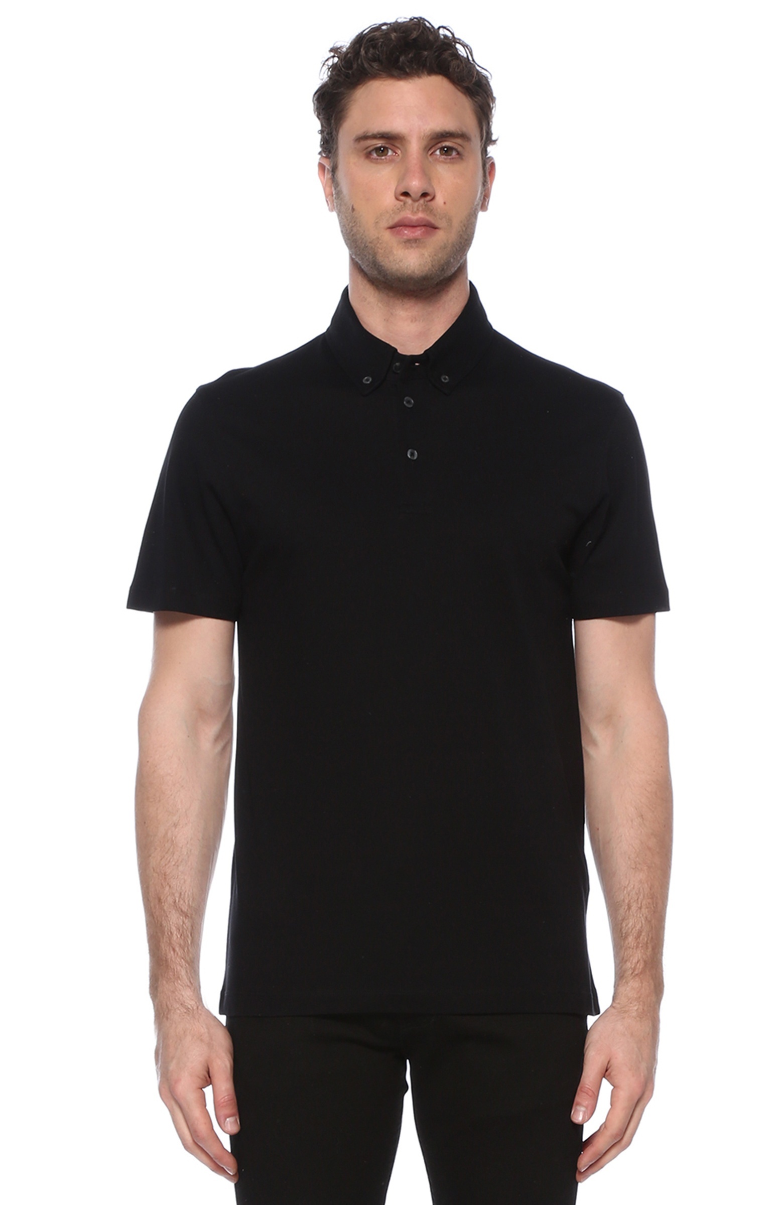 Slim Fit Siyah Polo Yaka T-shirt