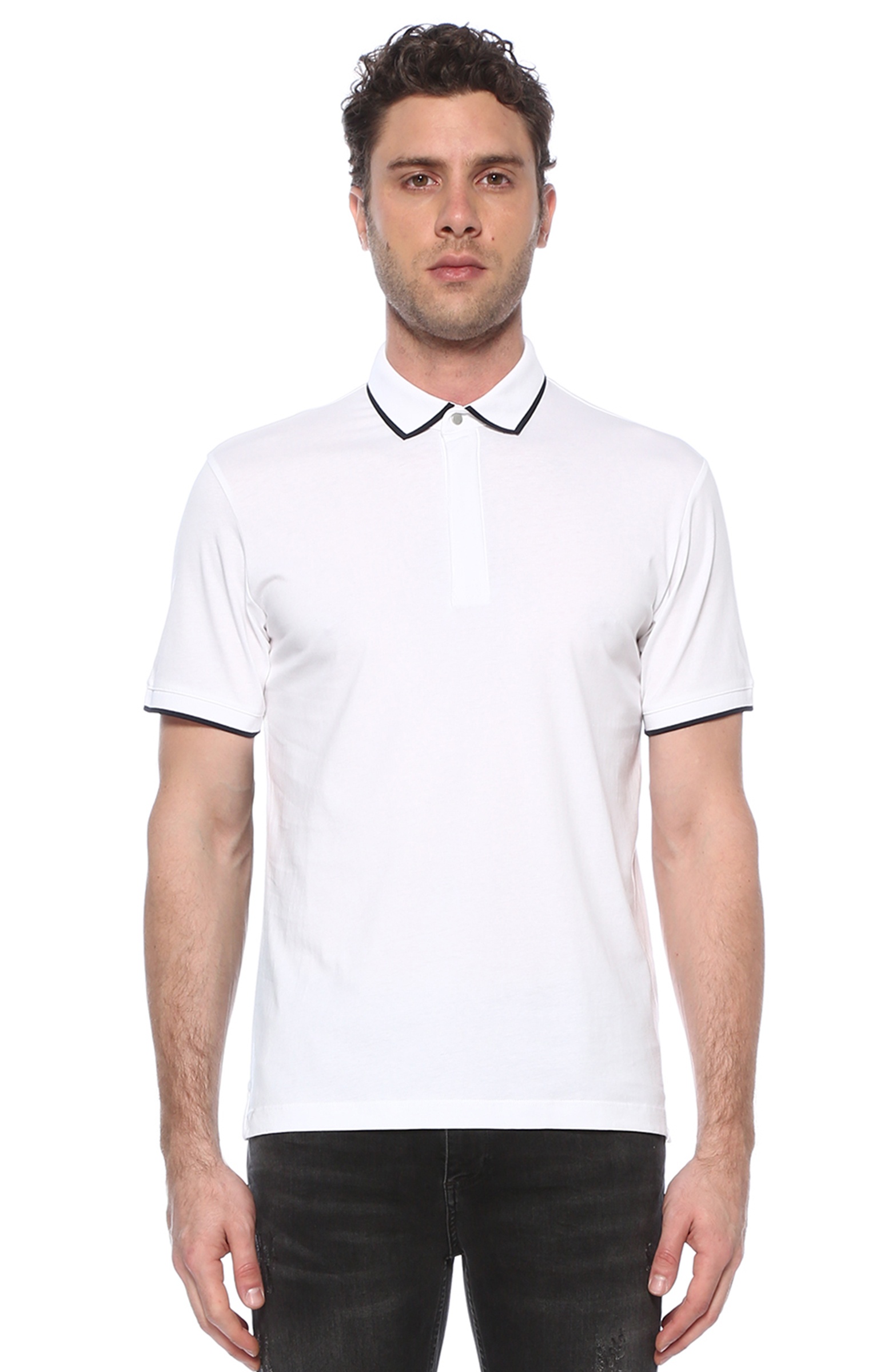 Slim Fit Beyaz Polo Yaka T-shirt