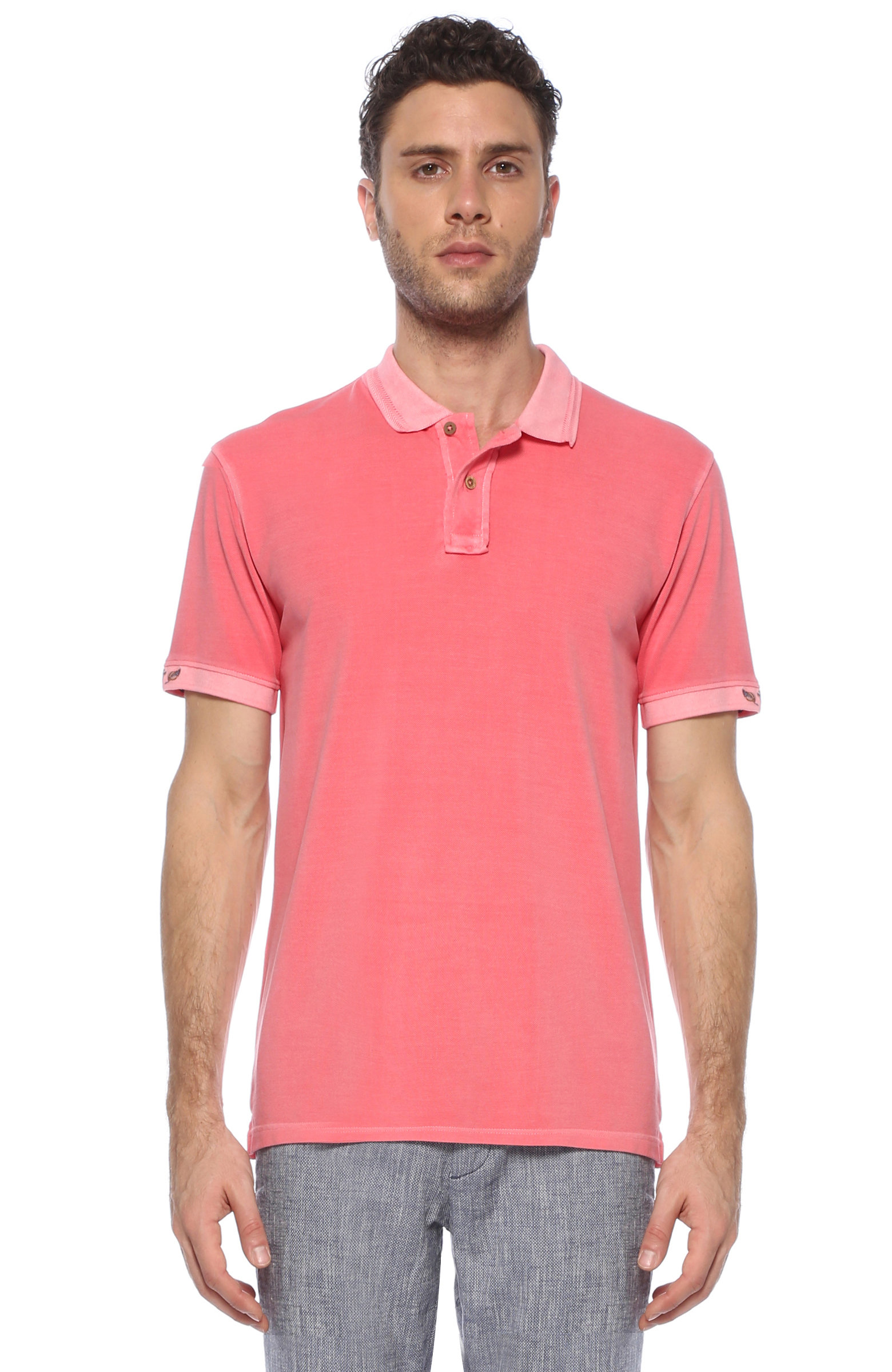 Slim Fit Pembe Polo Yaka T-shirt Slim Fit Pembe Polo Yaka T-shirt