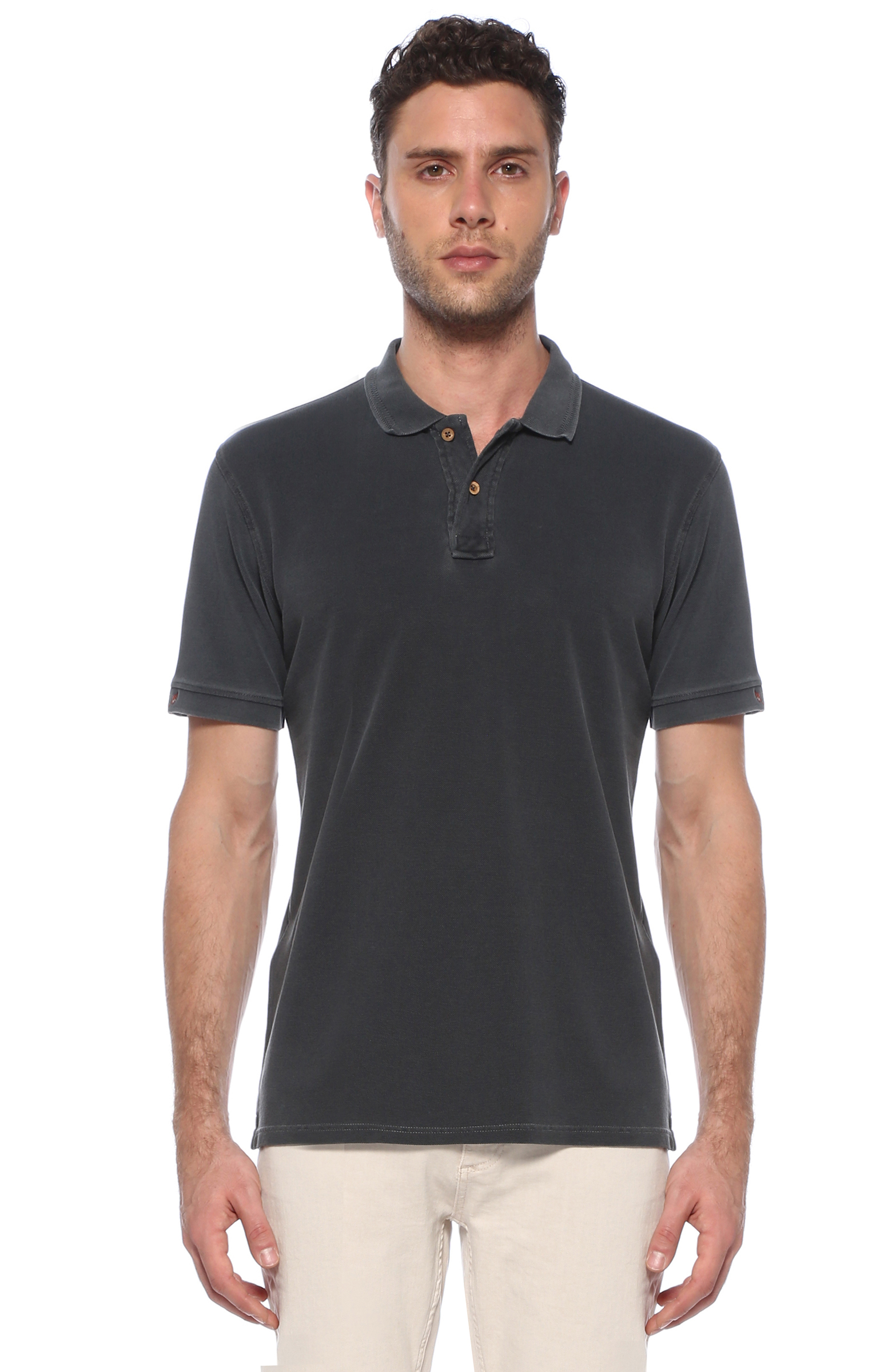 Slim Fit Antrasit Polo Yaka T-shirt Slim Fit Antrasit Polo Yaka T-shirt