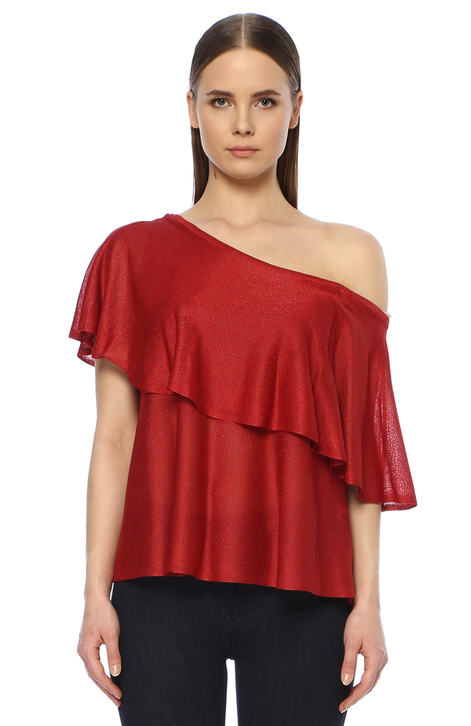 Regular Fit Kiremit Tek Omuzlu Kazak