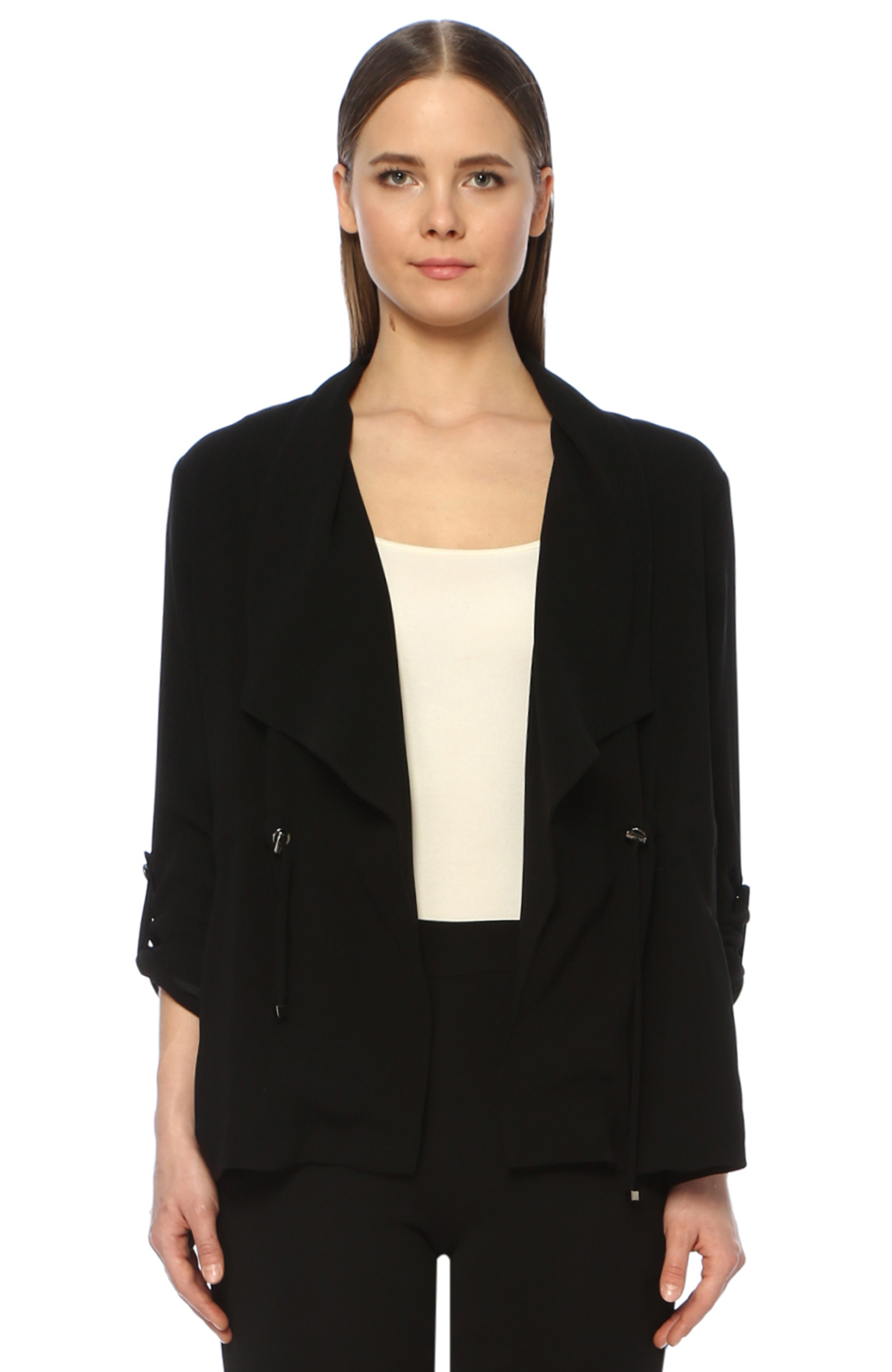 Siyah Şal Yaka Truvakar Kollu Gömlek