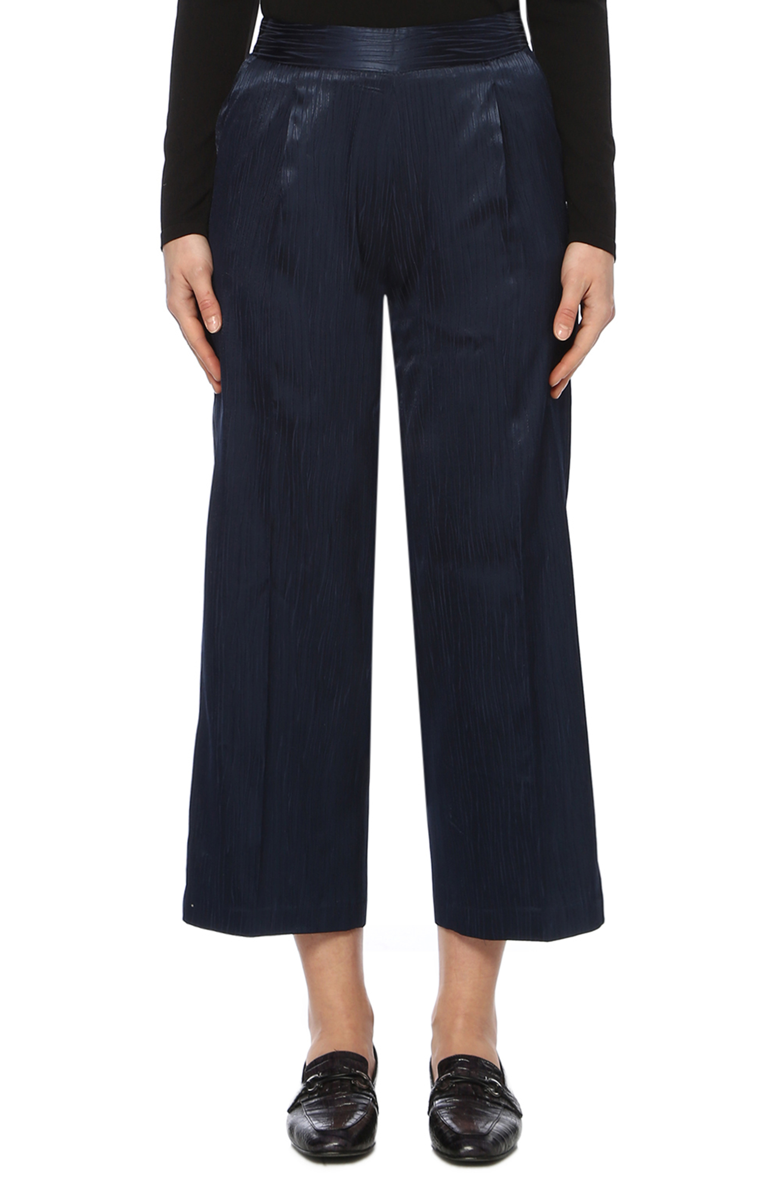 Lacivert Yüksek Bel Cropped Pantolon Lacivert Yüksek Bel Cropped Pantolon