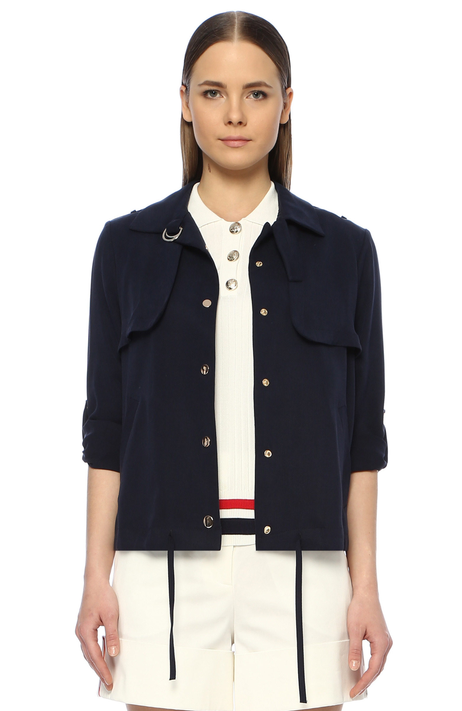 Lacivert Polo Yaka Mont