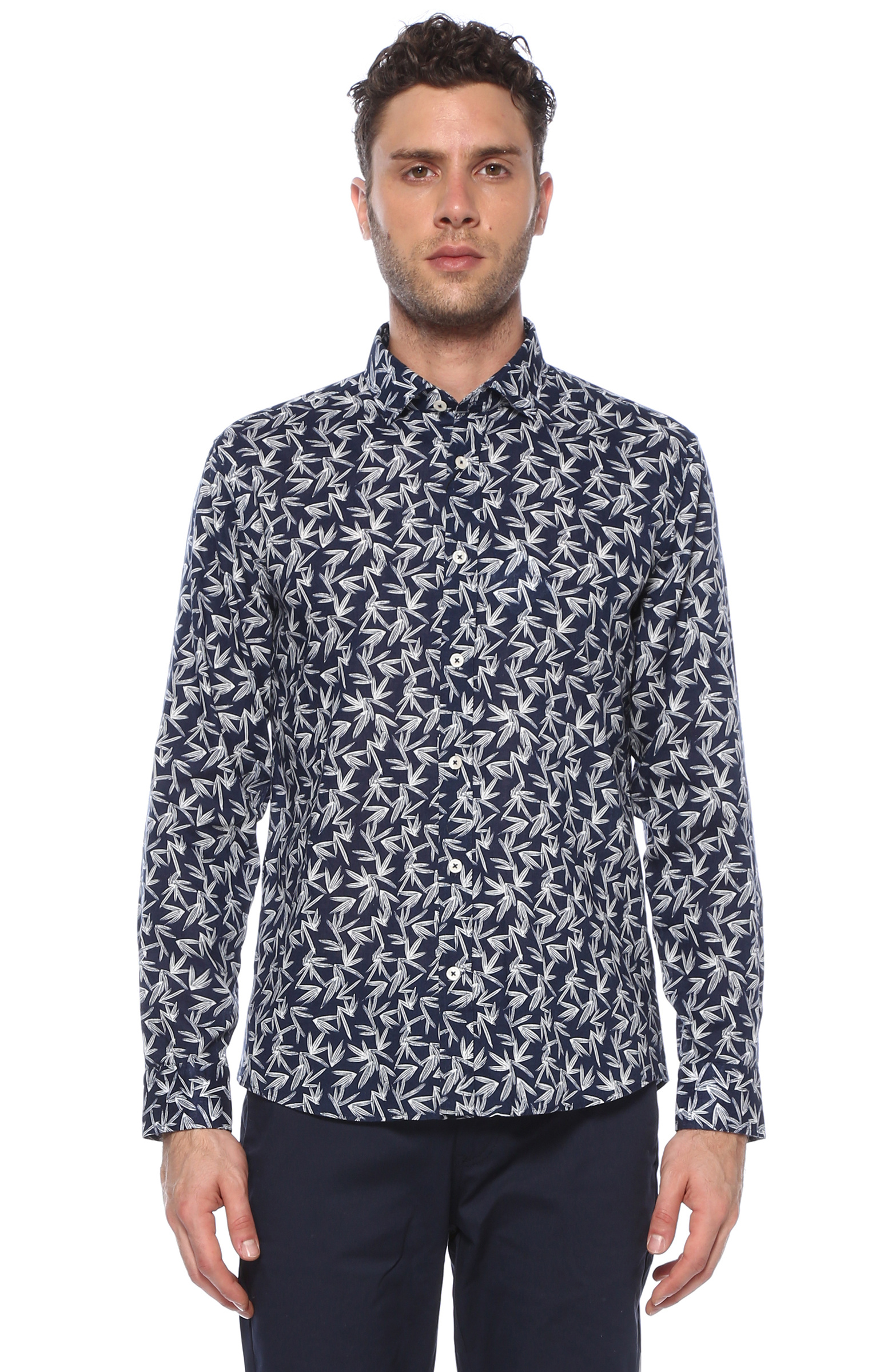 Lacivert Desenli Gömlek