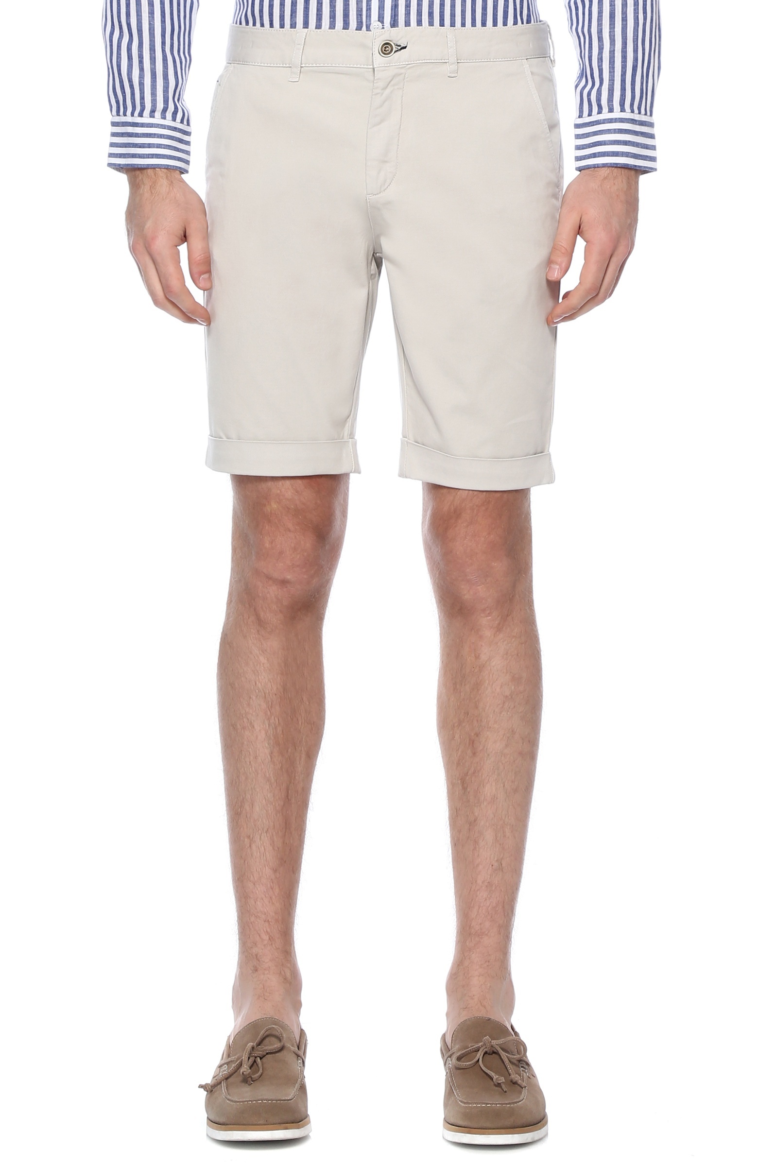 Slim Fit Gri Normal Bel Şort