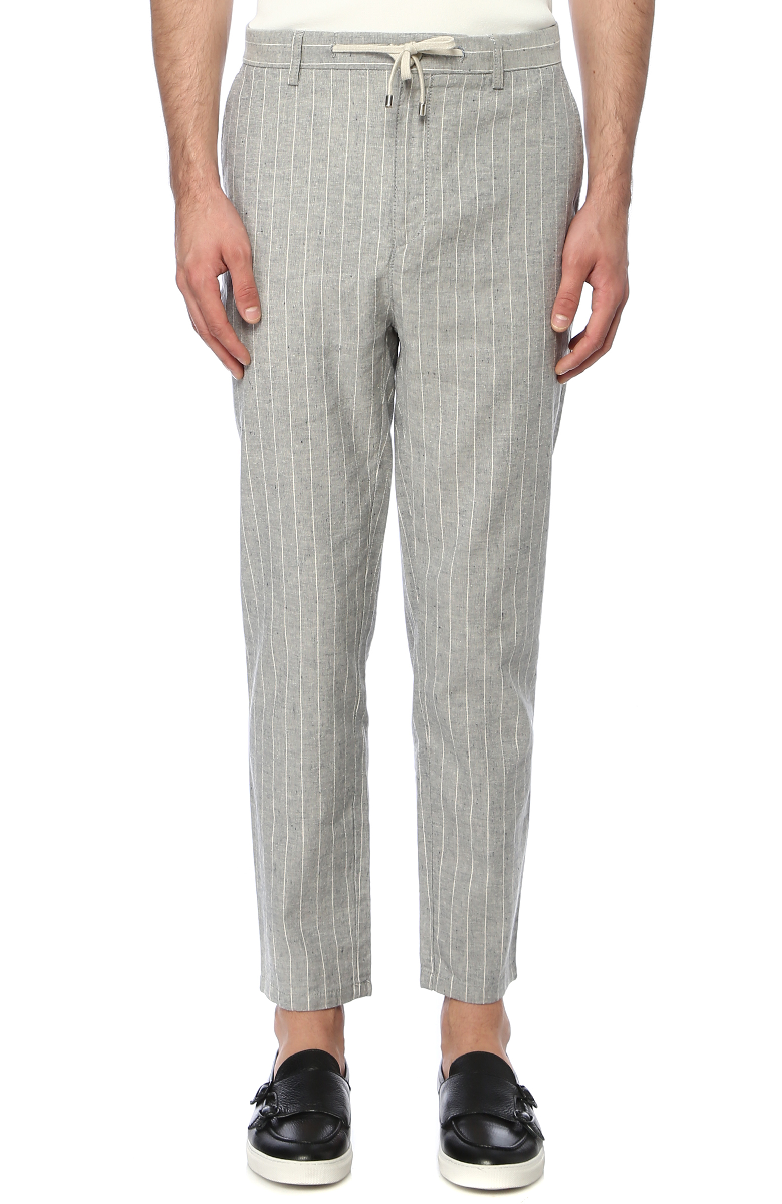 Ekru Indigo Çizgili Jogger Pantolon