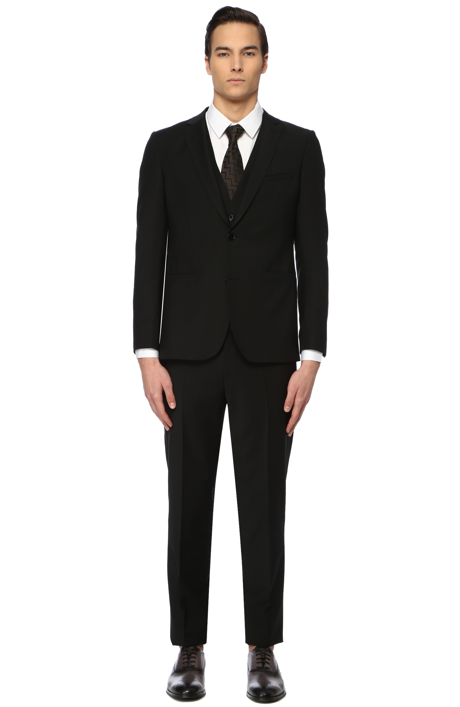 Siyah Yelekli Yün Takım Elbise