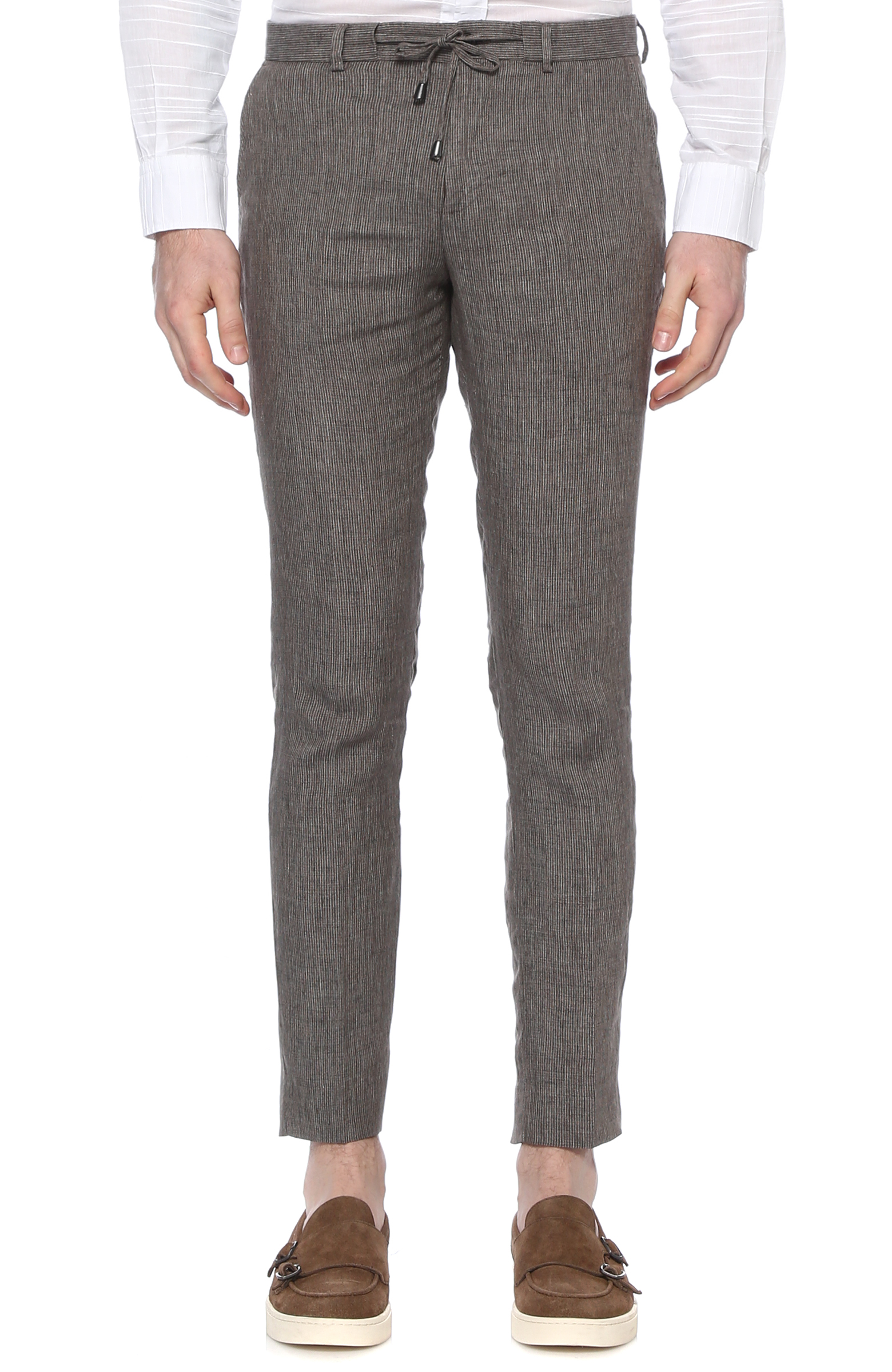 Vizon Çizgili Keten Jogger Pantolon