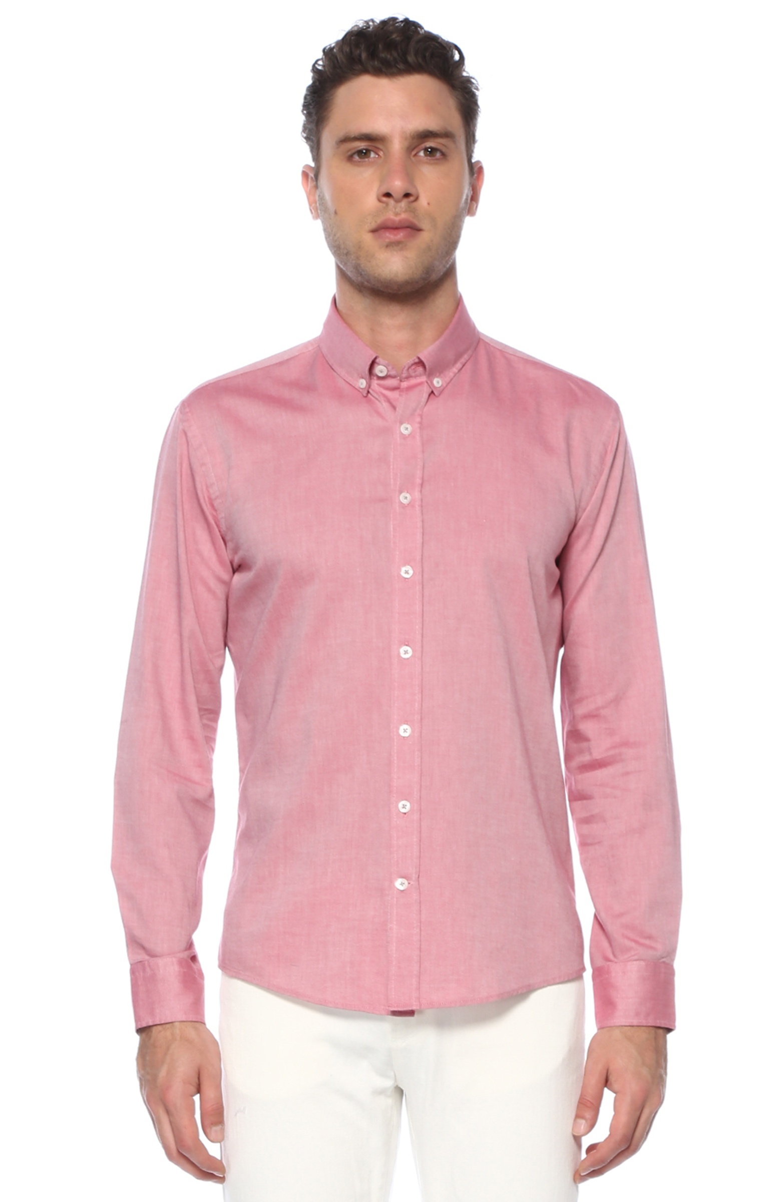 Slim Fit Kırmızı Polo Yaka Gömlek