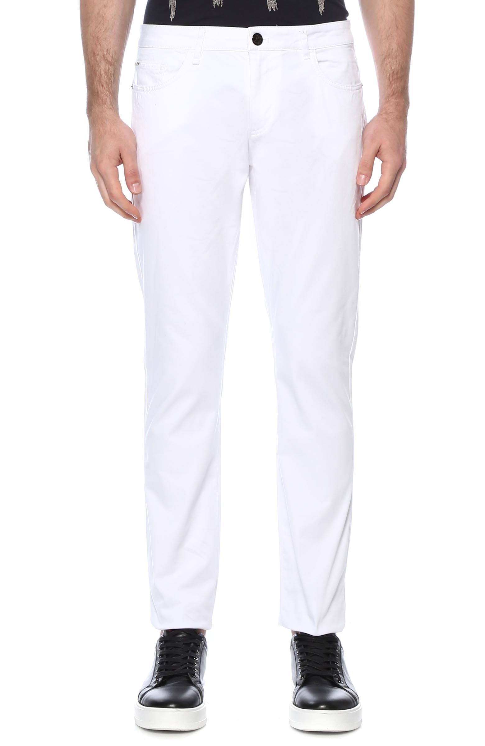 Skinny Fit Beyaz Casual Pantolon