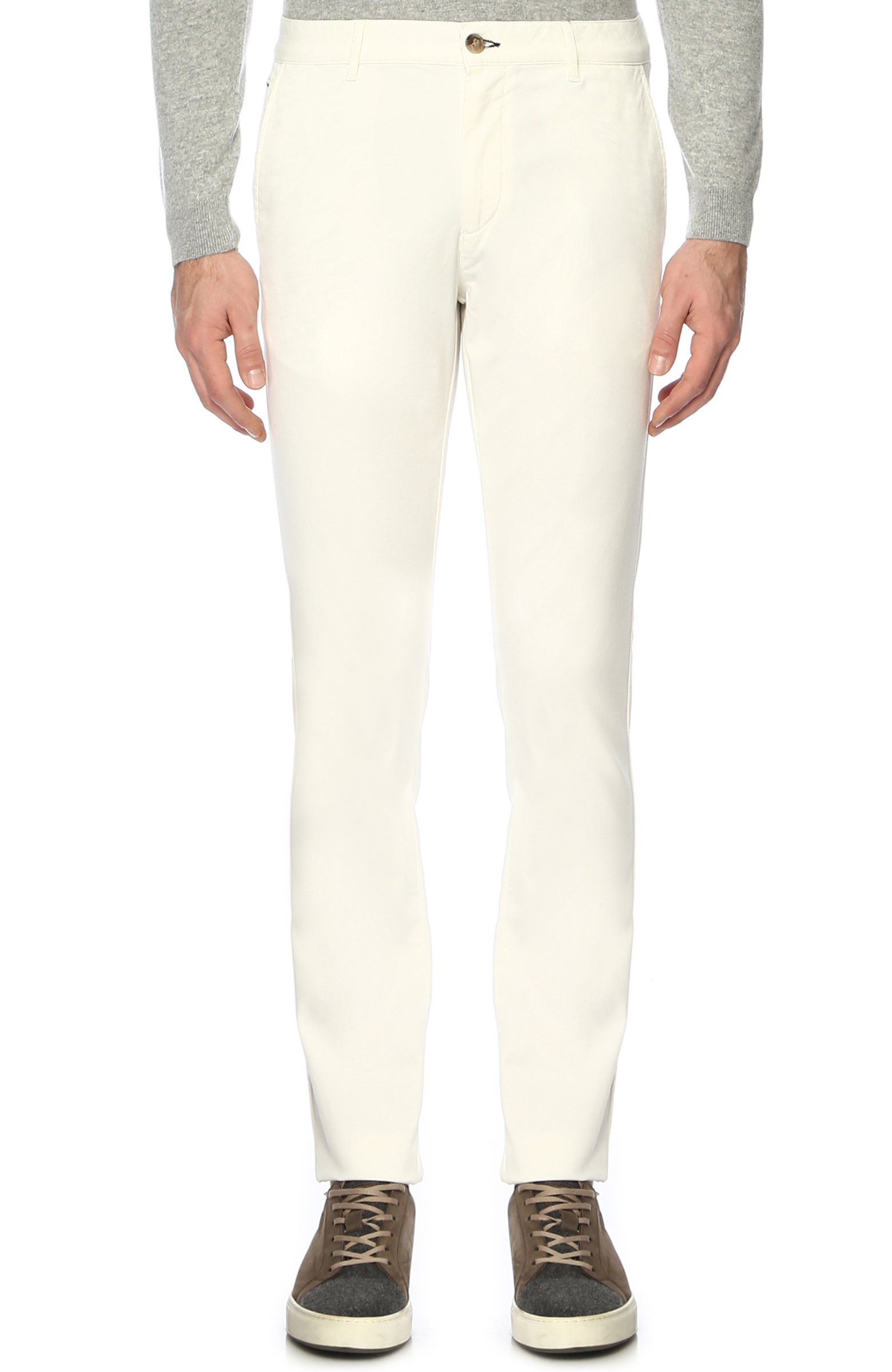 Slim Fit Ekru Casual Pantolon