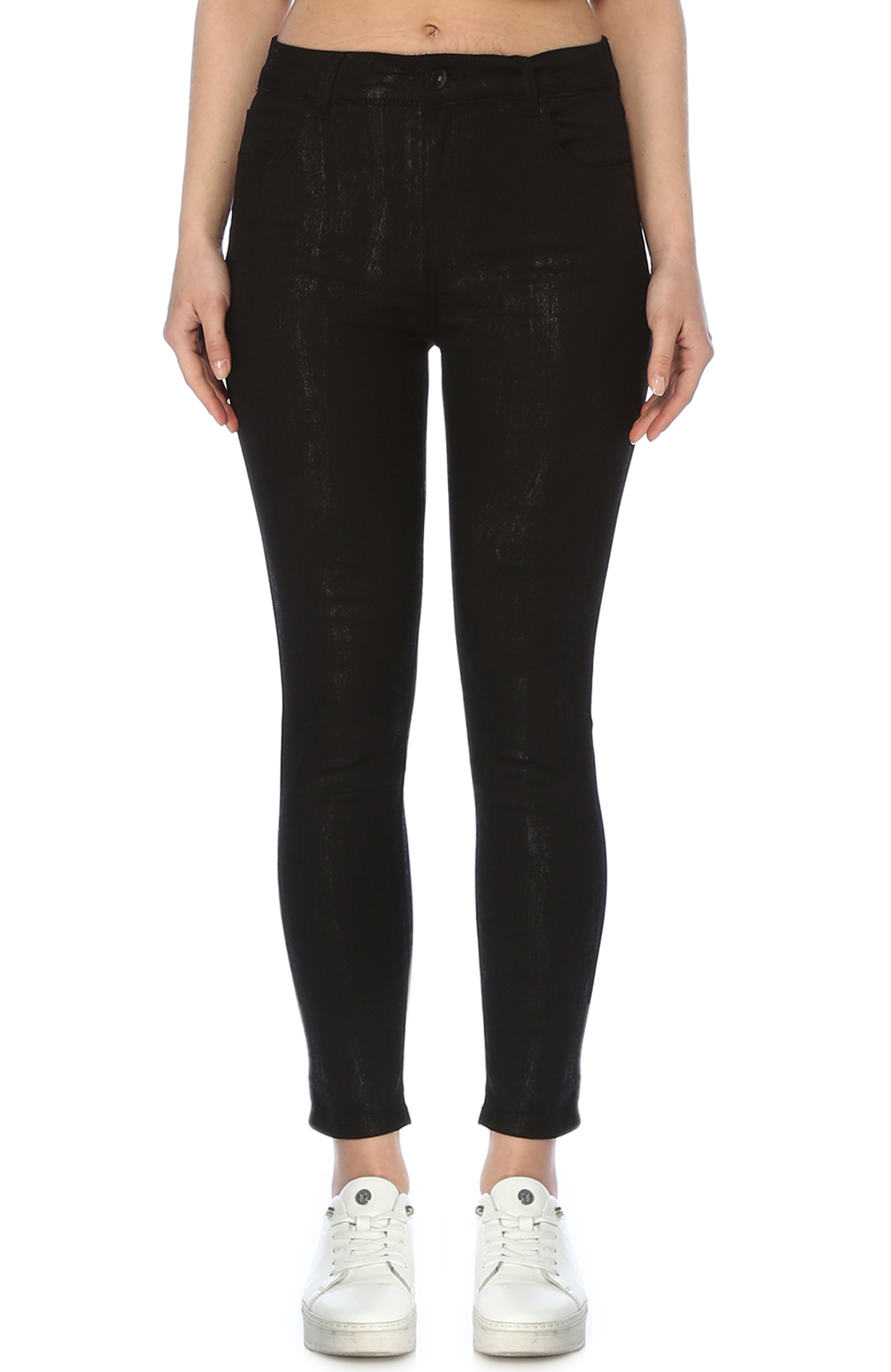Slim Fit Siyah Varak Baskılı Pantolon Slim Fit Siyah Varak Baskılı Pantolon