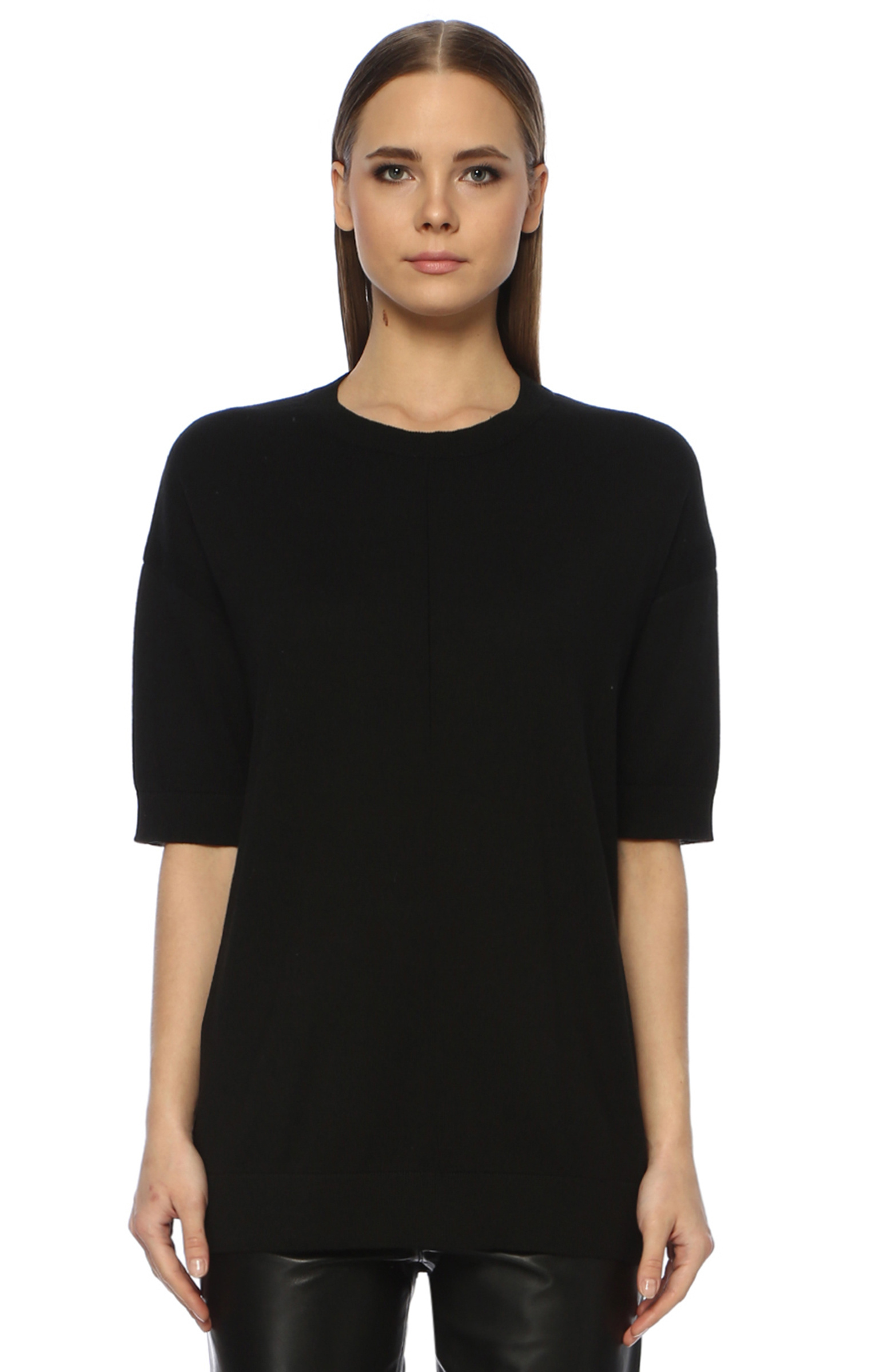 Bisiklet Yaka Siyah Kazak