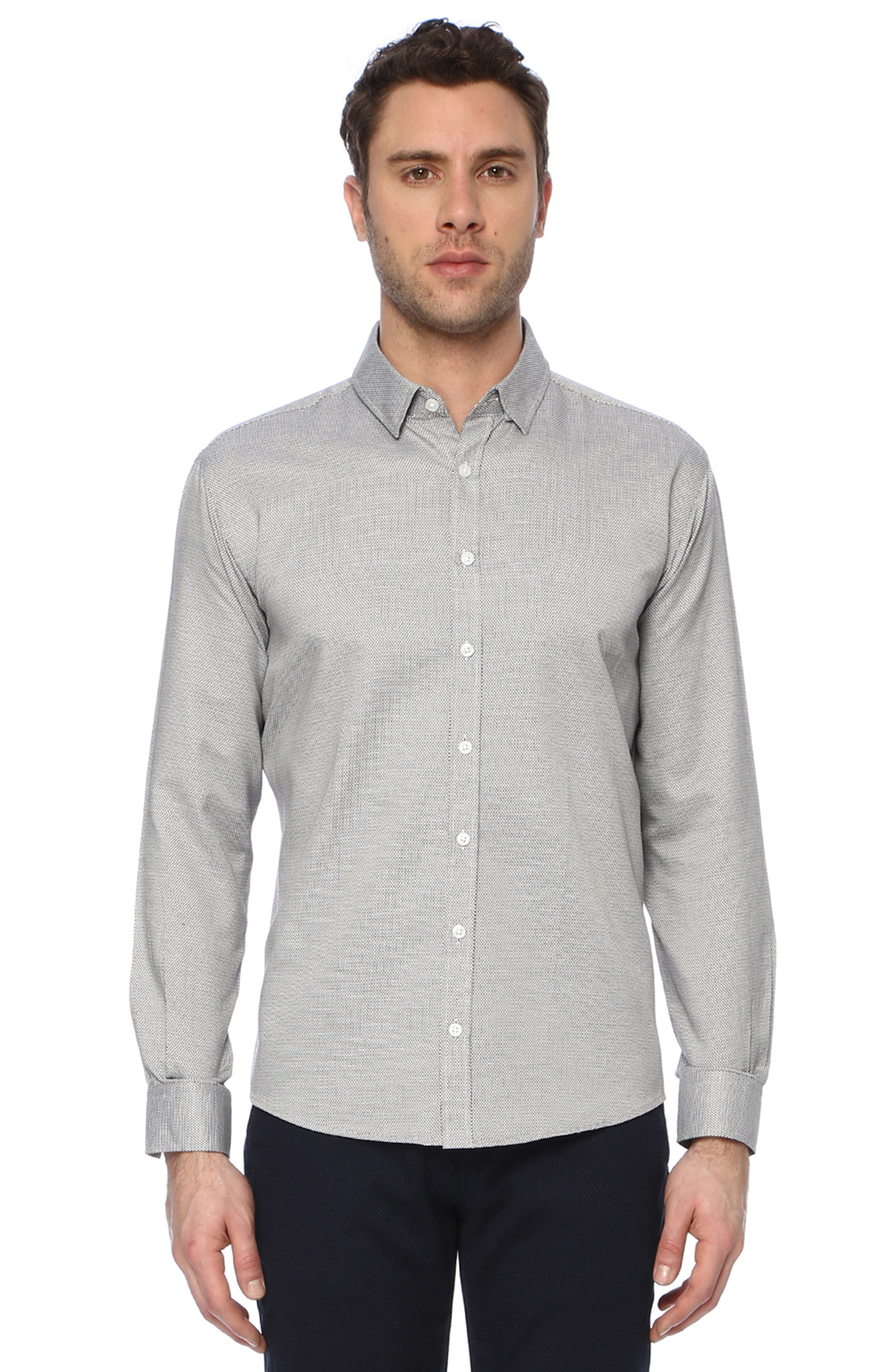 Regular Fit Lacivert-kahverengi Gömlek