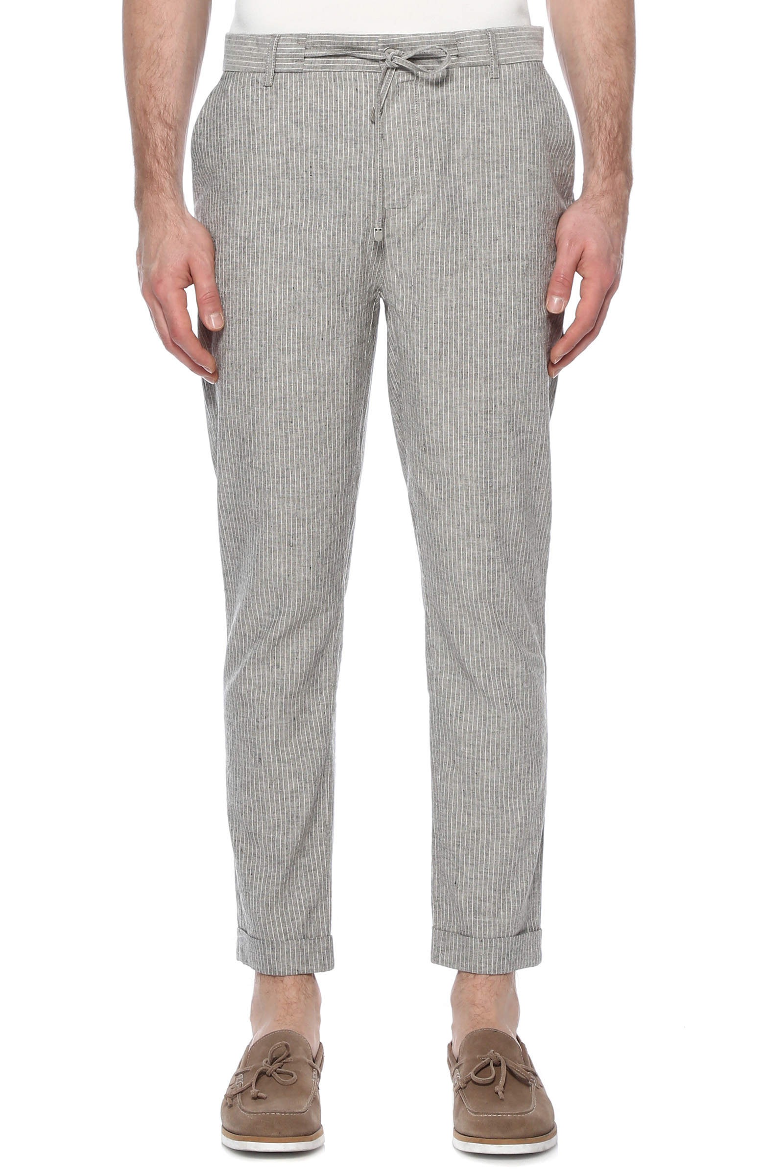 Carrot Fit Gri Çizgili Pantolon Carrot Fit Gri Çizgili Pantolon