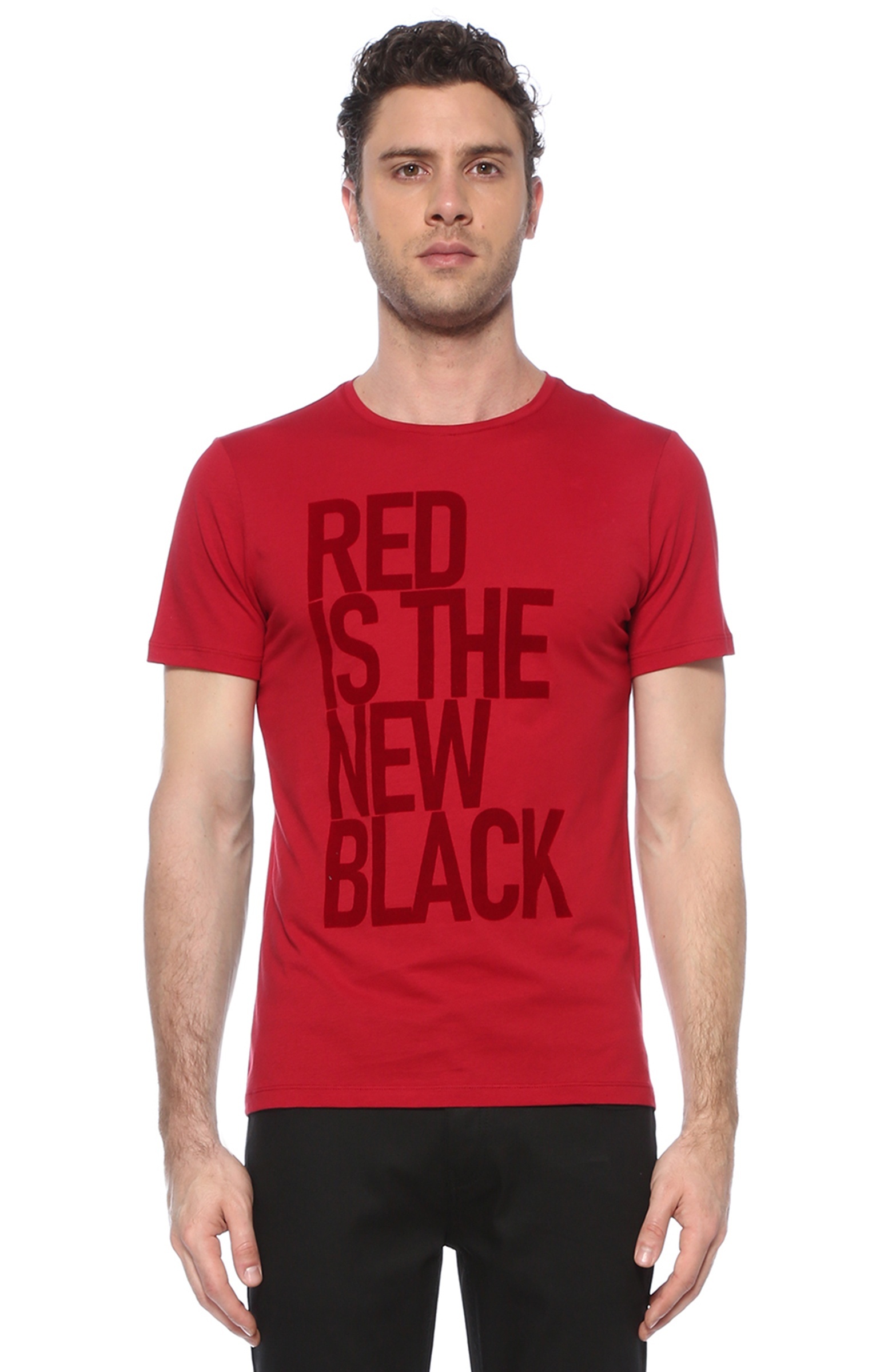 Slim Fit Kırmızı Baskılı T-shirt