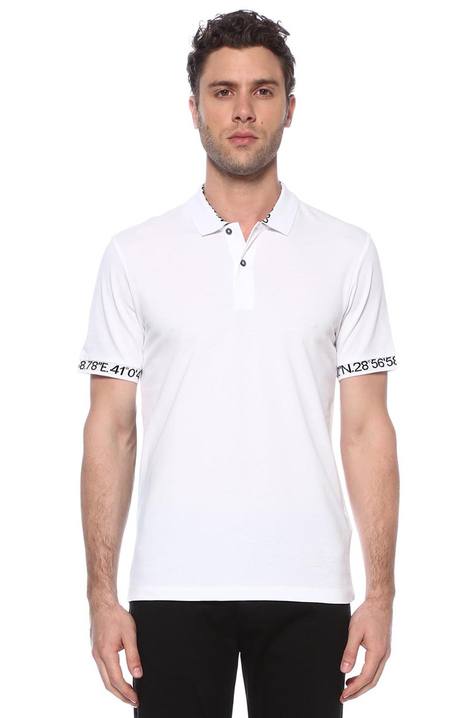 Slim Fit Beyaz Polo Yaka T-shirt