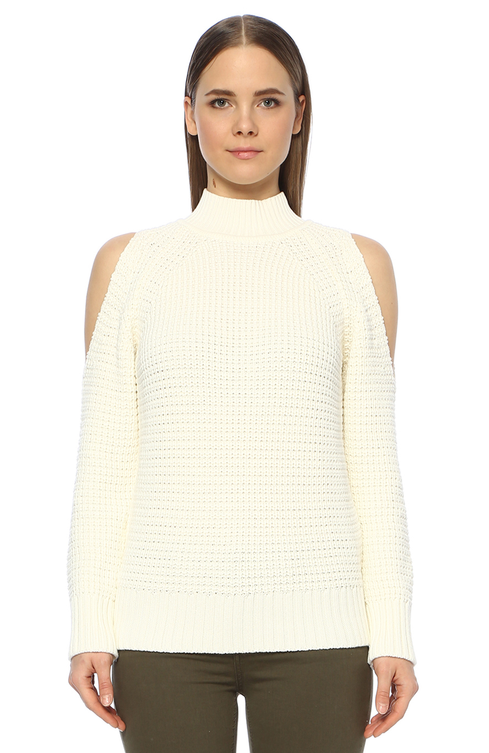 Bisiklet Yaka Ekru Kazak