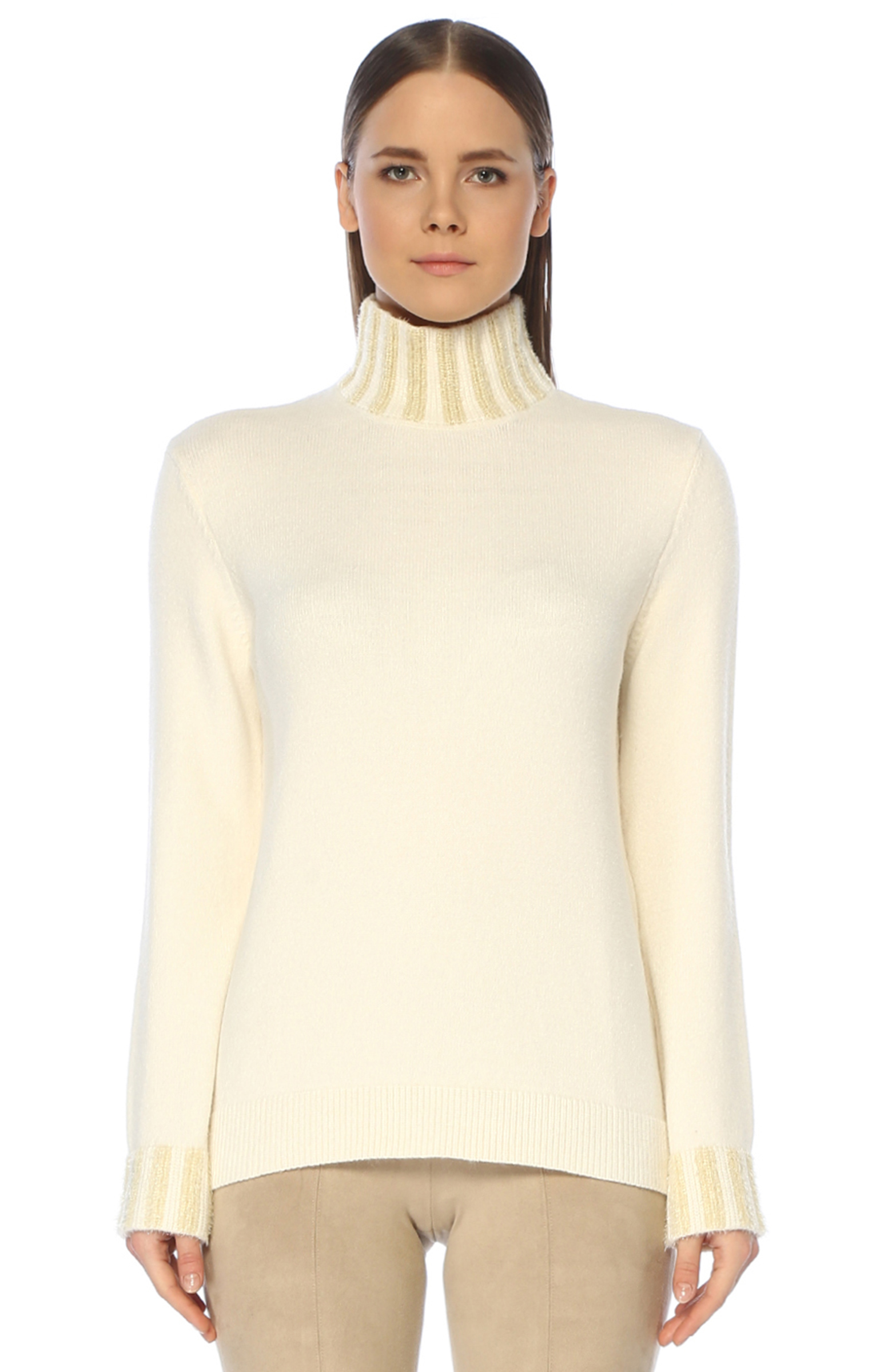 Balıkçı Yaka Ekru Kazak Balıkçı Yaka Ekru Kazak