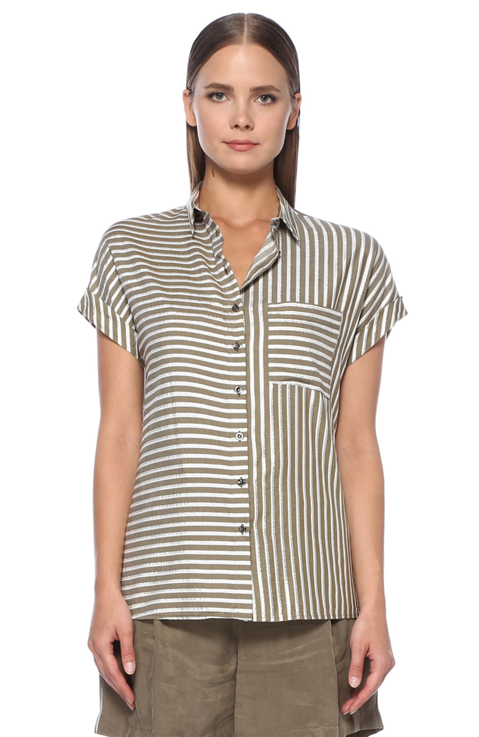 Haki Çizgili Gömlek