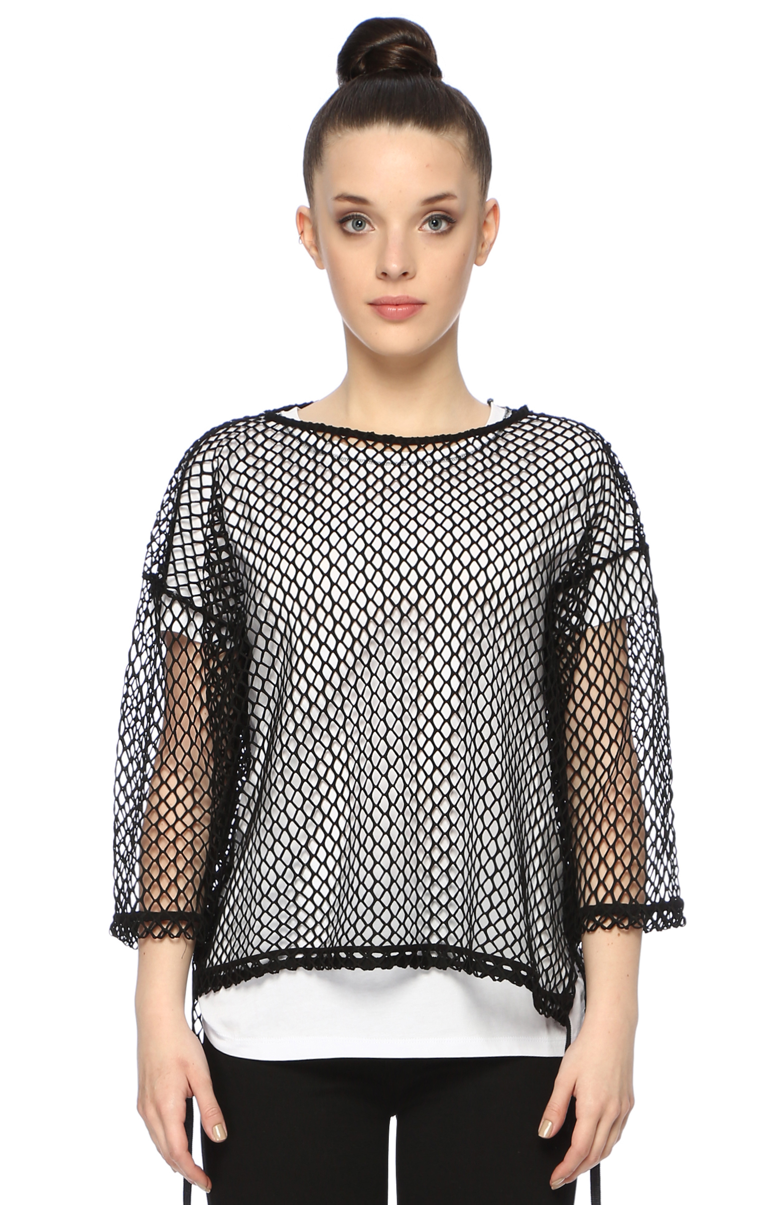 Basic Fit Siyah File Dokulu T-shirt Basic Fit Siyah File Dokulu T-shirt